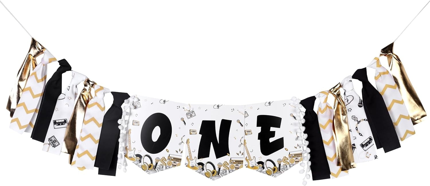 Notorious One High Chair Banner for Boys Black and Gold Notorious One ...