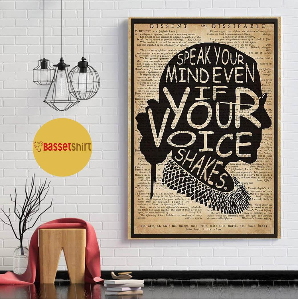 Notorious RBG speak your mind even if your voice shakes poster 16 x 24 ...