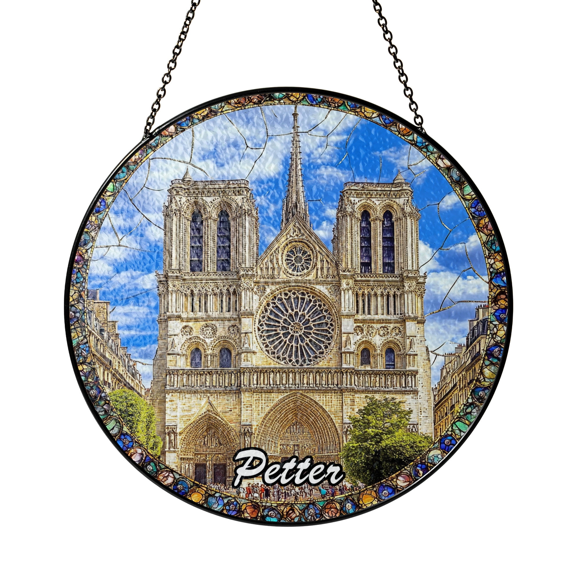 Notre Dame Cathedral Stained Glass Suncatcher - Custom Name Paris ...