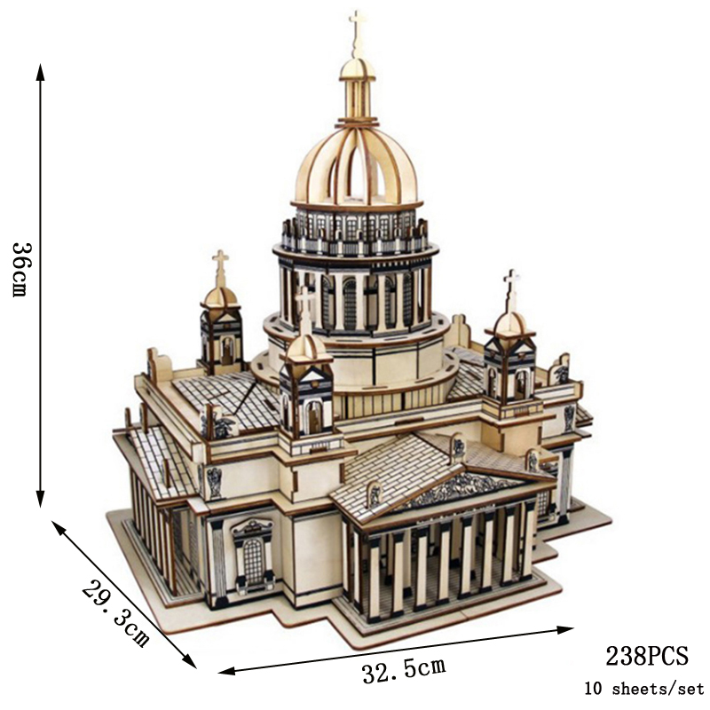 Notre Dame Cathedral Wooden 3D Puzzle Building House Ship Plane Car Jigsaw Model Educational ...