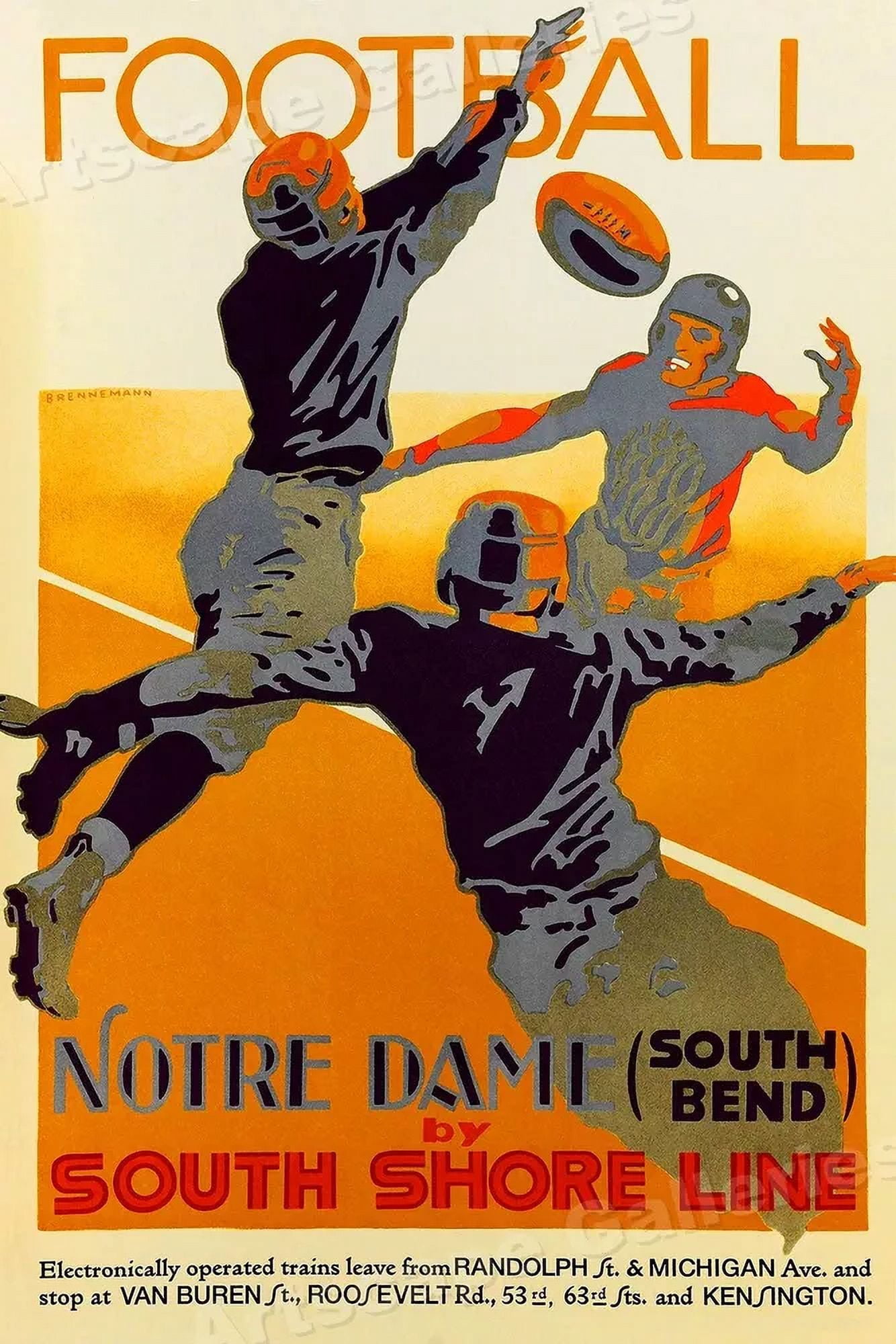 Notre Dame Football Fighting Irish 1920s Vintage Style College Poster ...