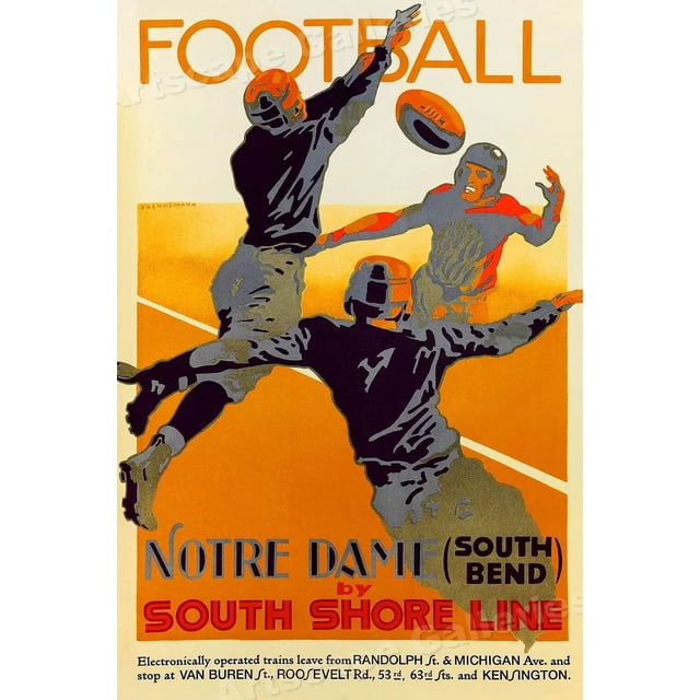 Notre Dame Football Fighting Irish 1920s Vintage Style College Poster ...