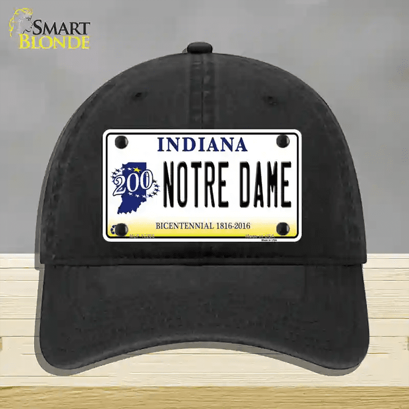 Notre Dame Indiana Novelty License Plate Hat Unconstructed Cotton Black ...