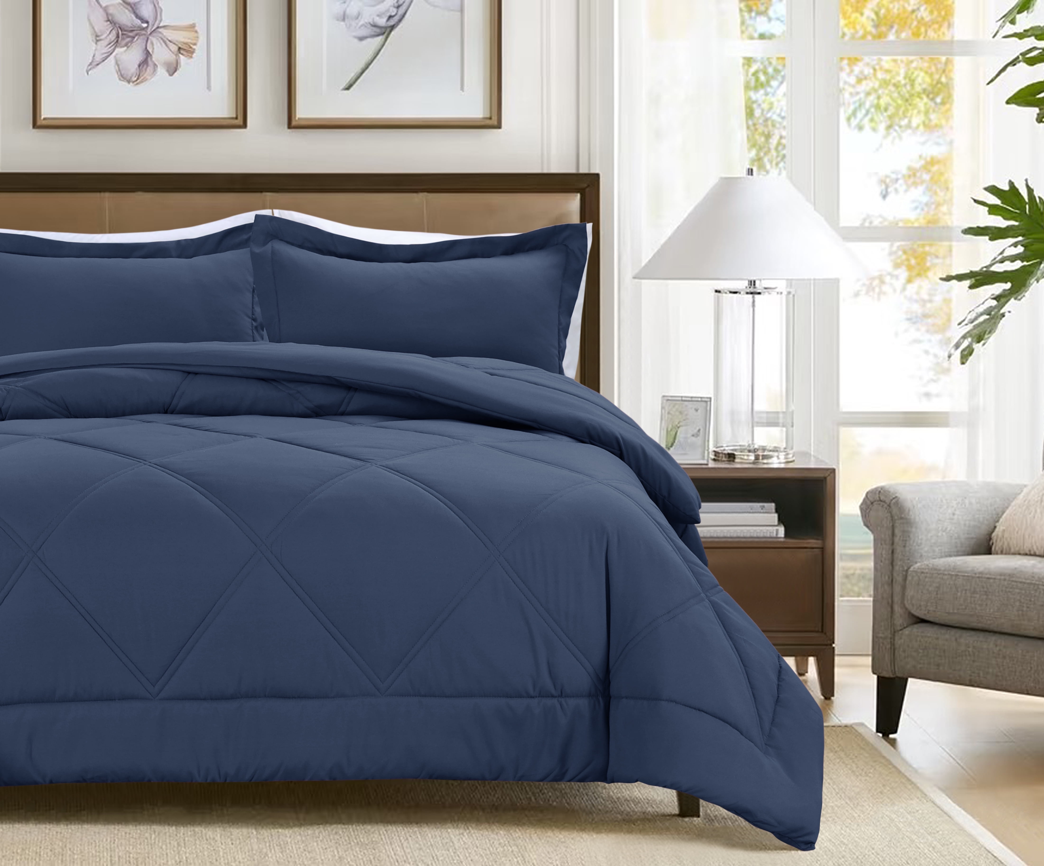 Notticasa 3-Piece Bedding Set,Solid Color Diamond Pattern,Soft Quilt ...