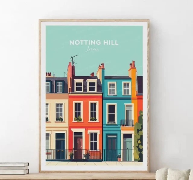 Notting Hill Travel Print - London, Notting Hill Houses Poster NO ...