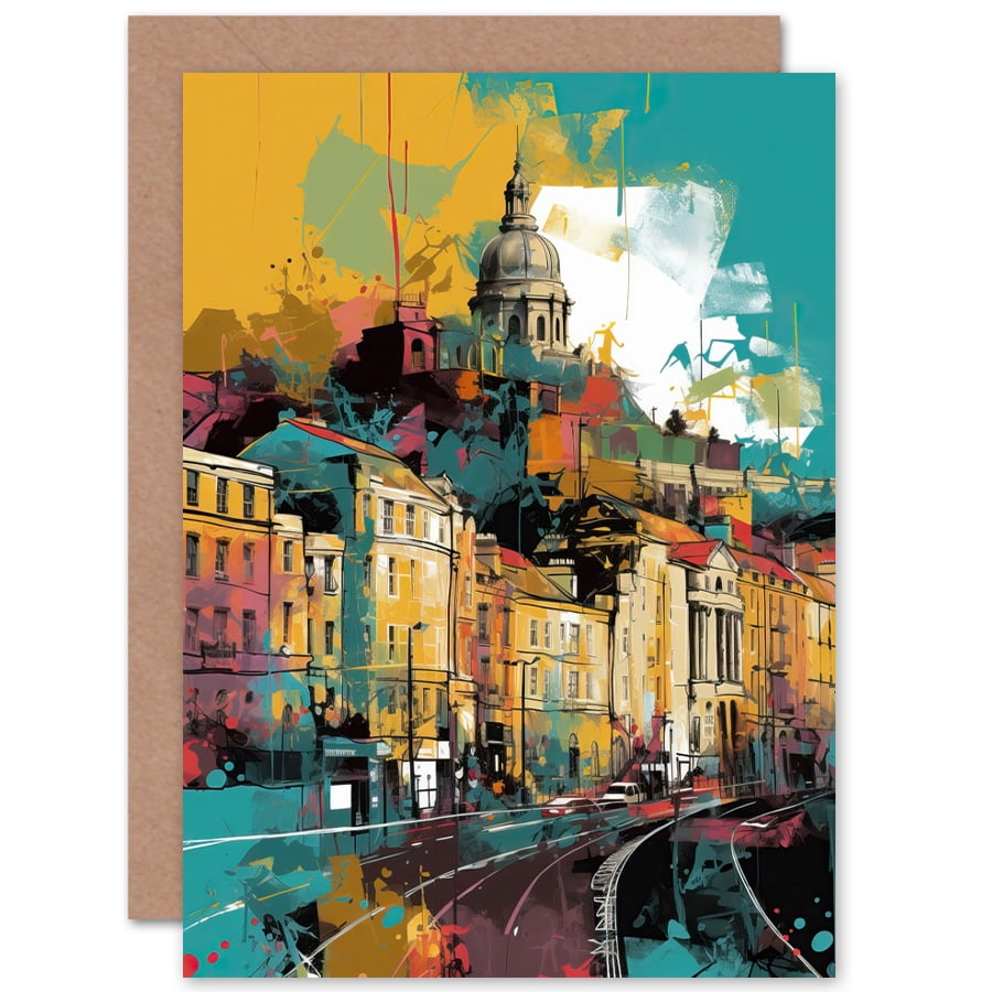 Nottingham City Modern Multicoloured Cityscape Travel Birthday Greeting ...