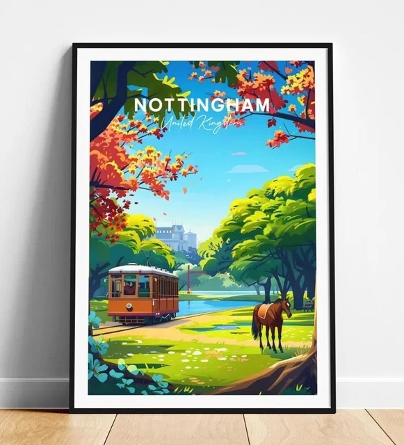Nottingham Travel Print - United Kingdom Travel Poster, Nottingham ...
