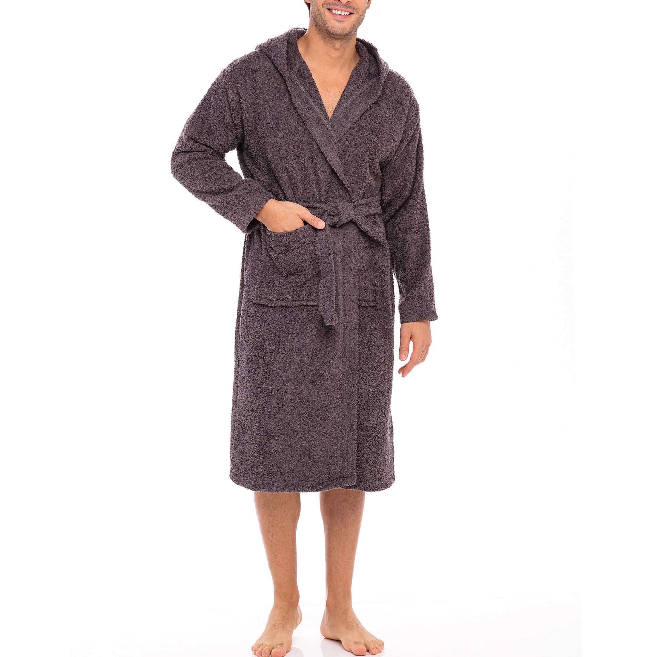 Notus Hooded Bathrobe for Men Soft Spa Nightgowns 100% Cotton Terry ...