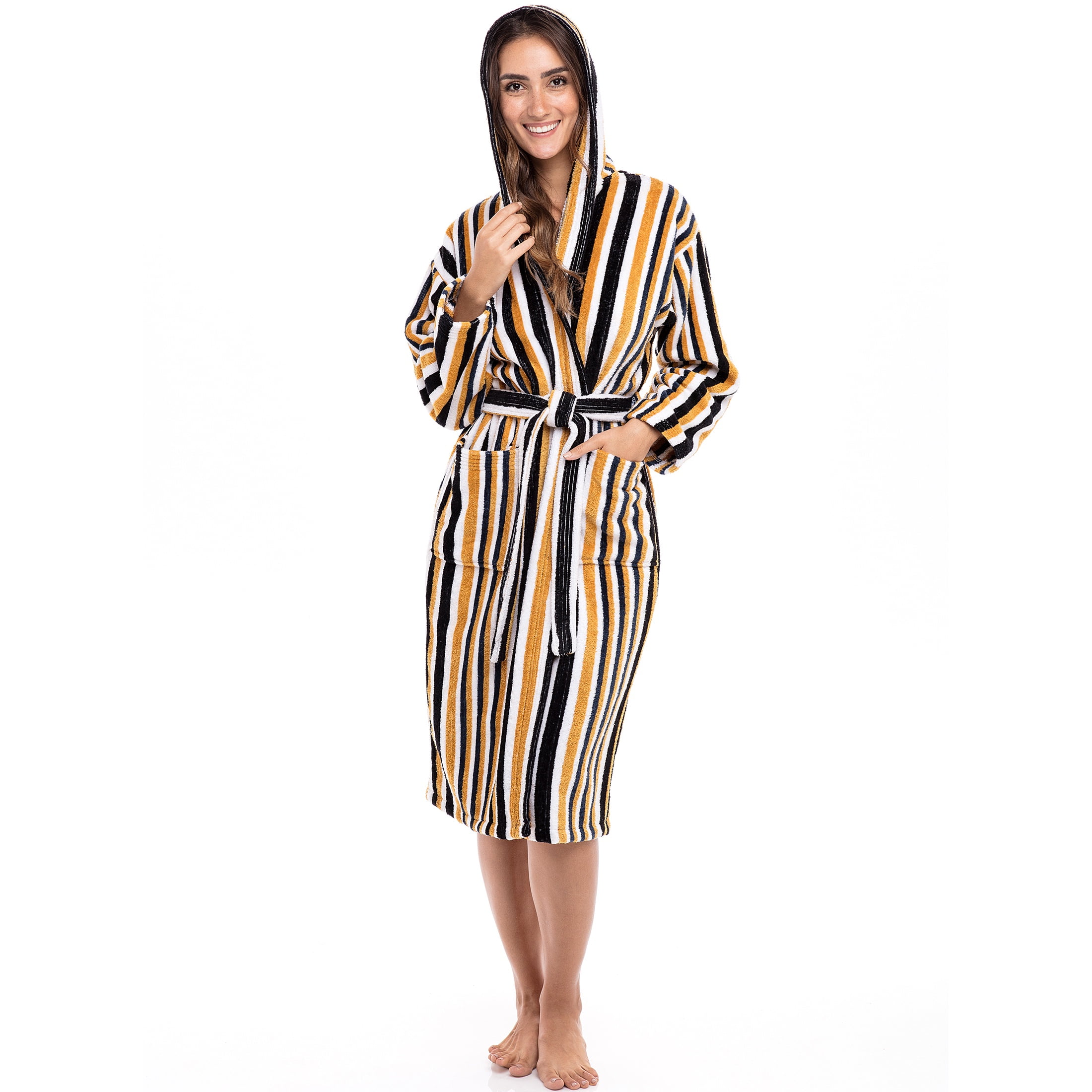 Notus Hooded Bathrobe for Men Soft Spa Nightgowns 100% Cotton Terry ...