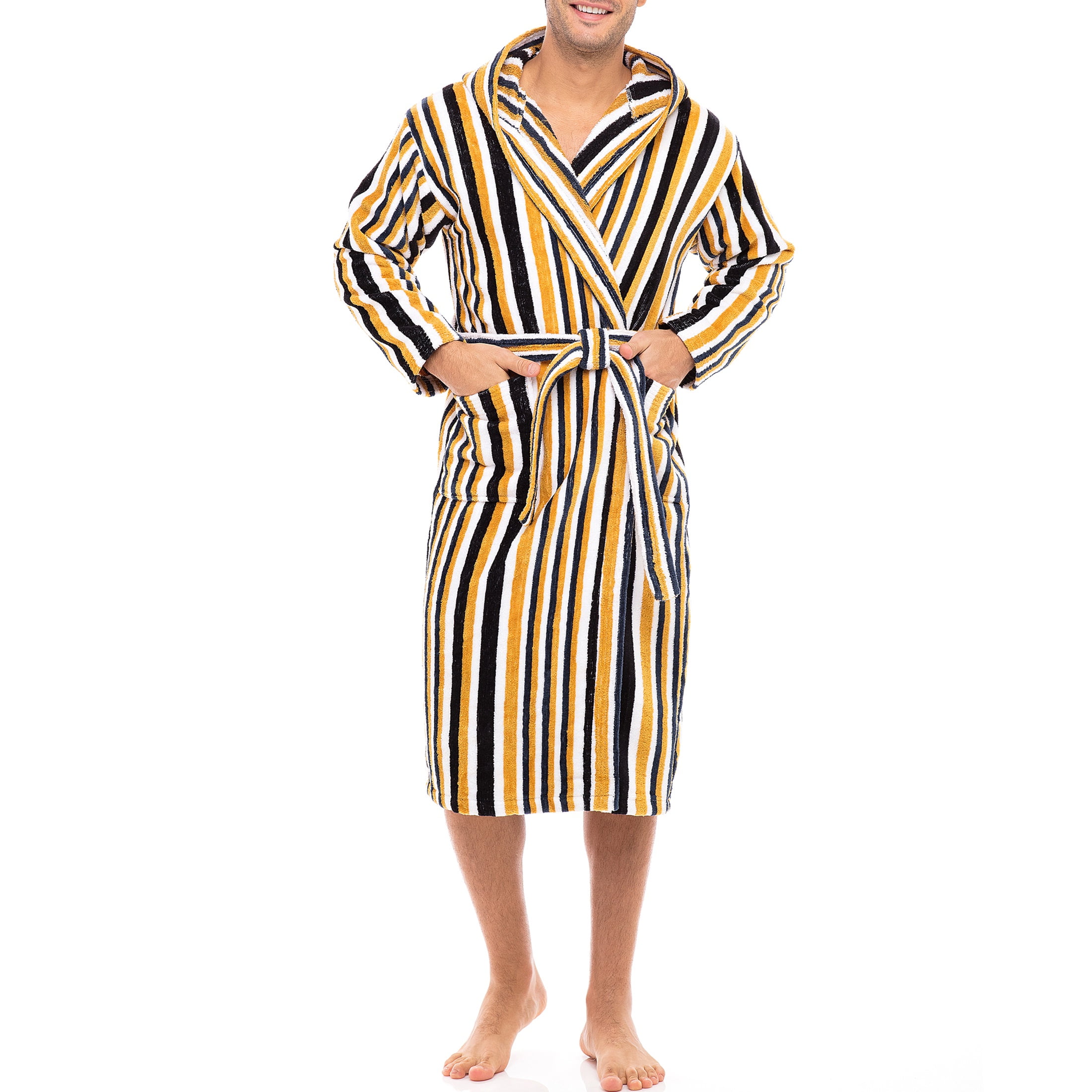 Notus Hooded Bathrobe for Men Soft Spa Nightgowns 100% Cotton Terry ...