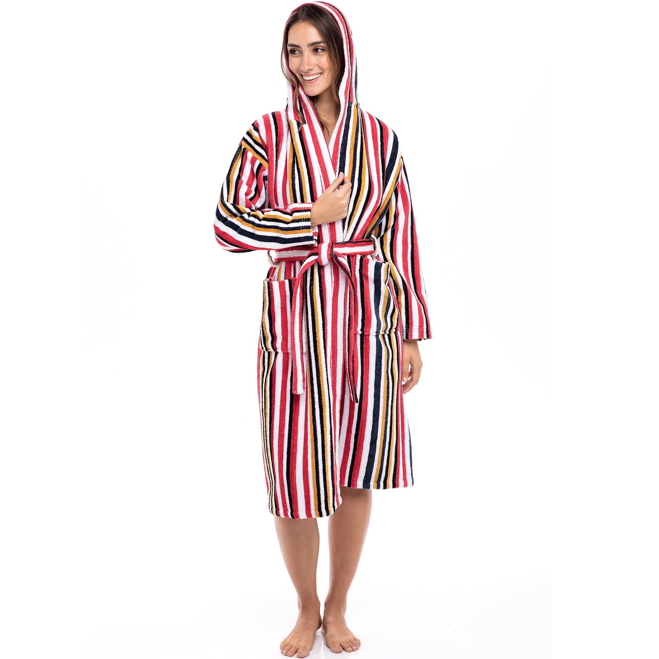 Notus Hooded Bathrobe for Men Soft Spa Nightgowns 100% Cotton Terry robes for Women - Towel ...