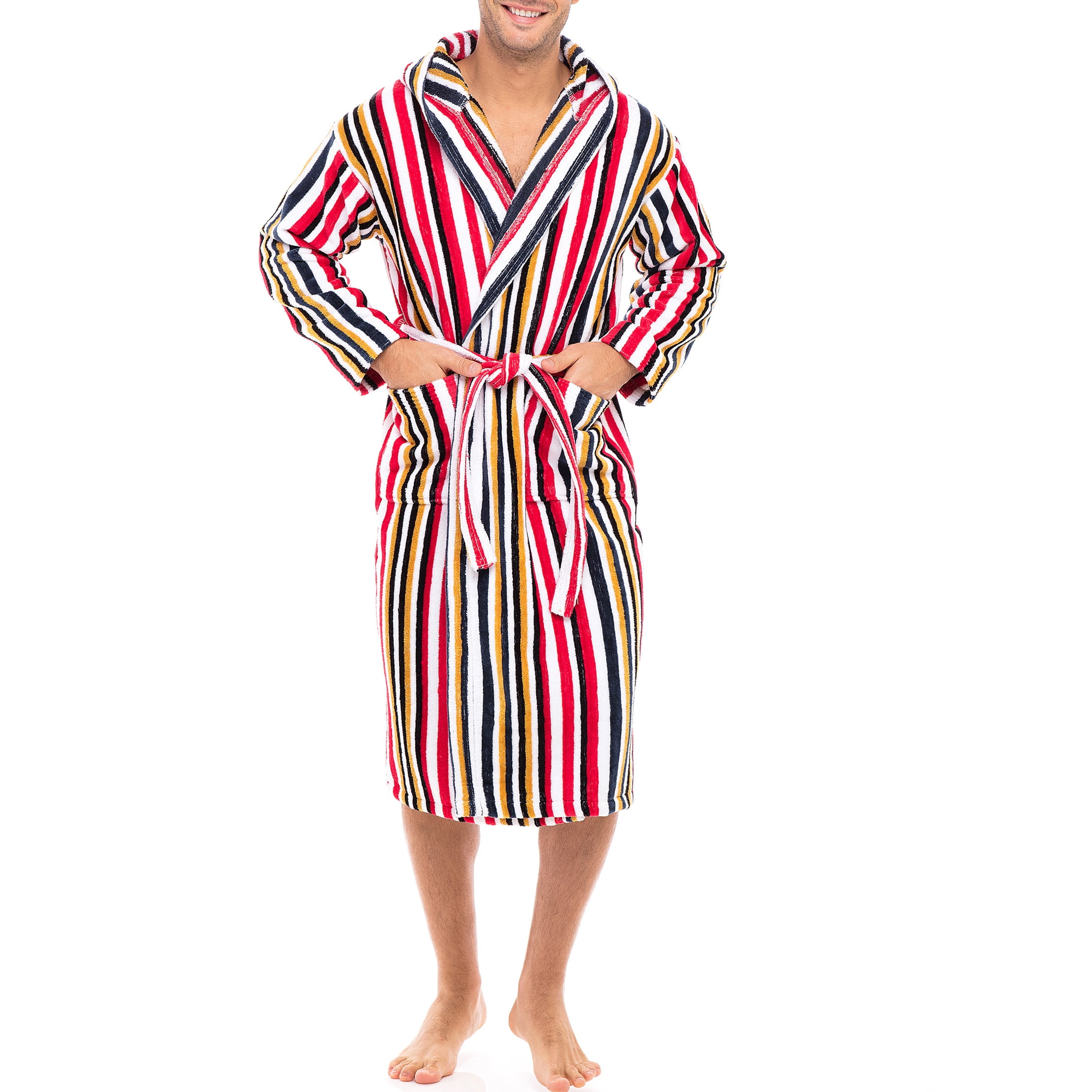 Notus Hooded Bathrobe for Men Soft Spa Nightgowns 100% Cotton Terry ...