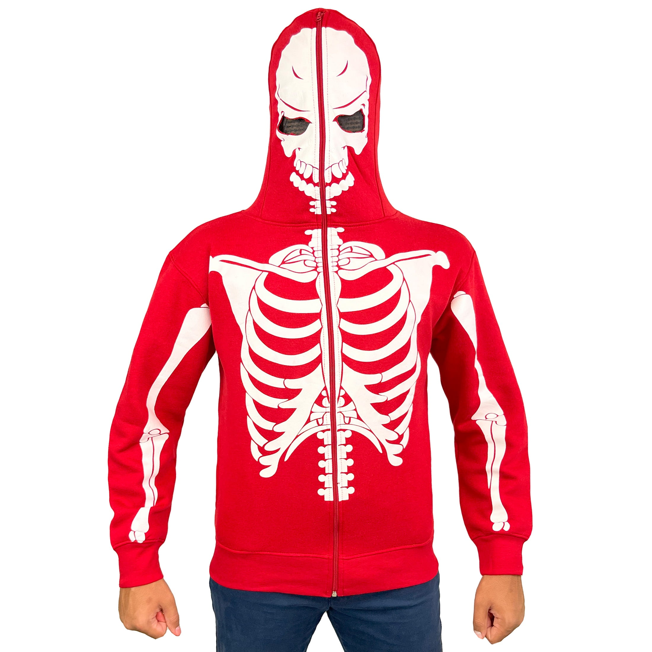 Notus Men’s Full Face Skeleton Skull Zip-Up Hoodie Sweatshirt Perfect ...
