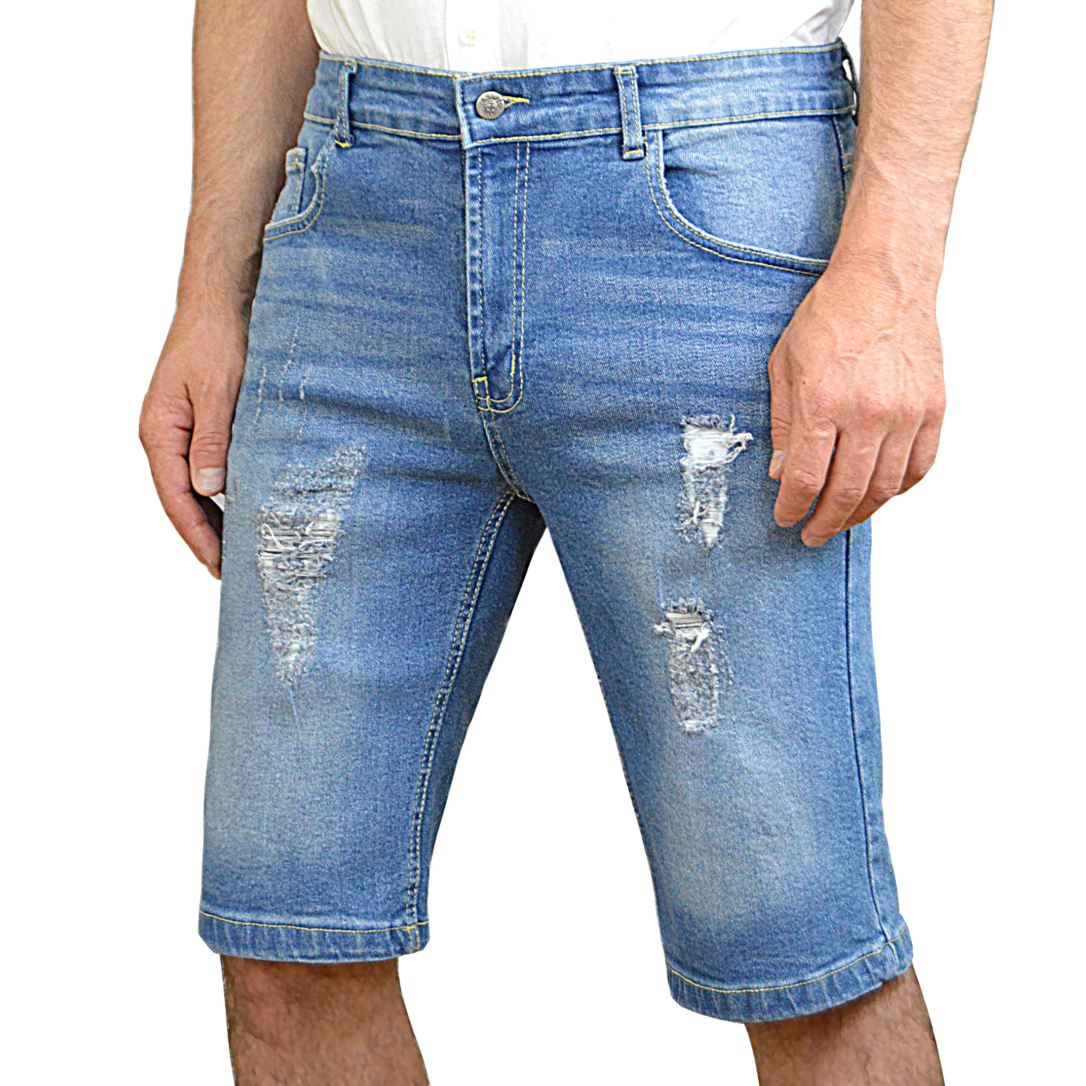 Notus Men's Lightly Distressed Stretch Denim Jean Shorts - Comfortable ...