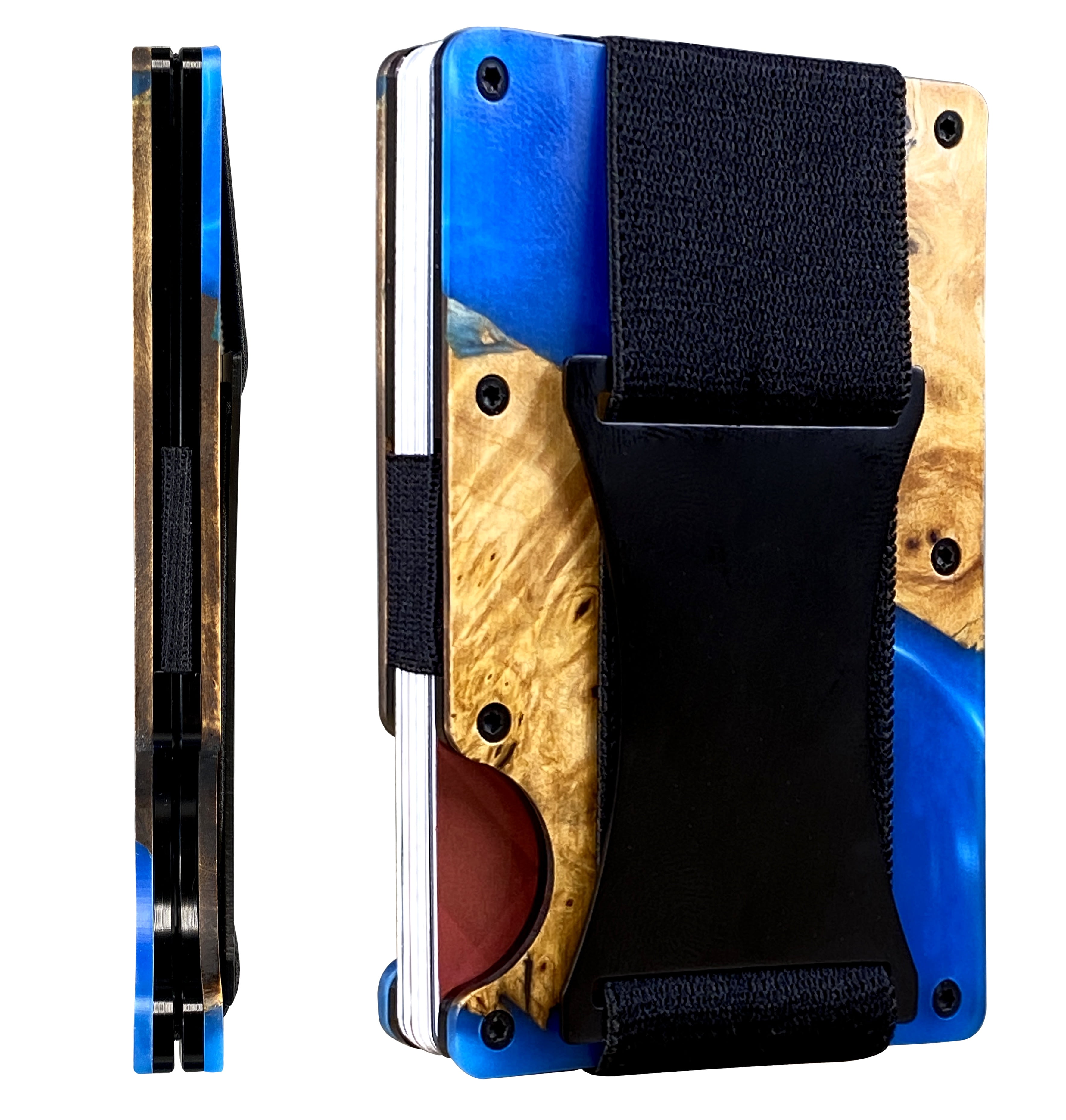 Notus Resin Wood Pattern Aluminum Wallet for Men & Women, Slim ...