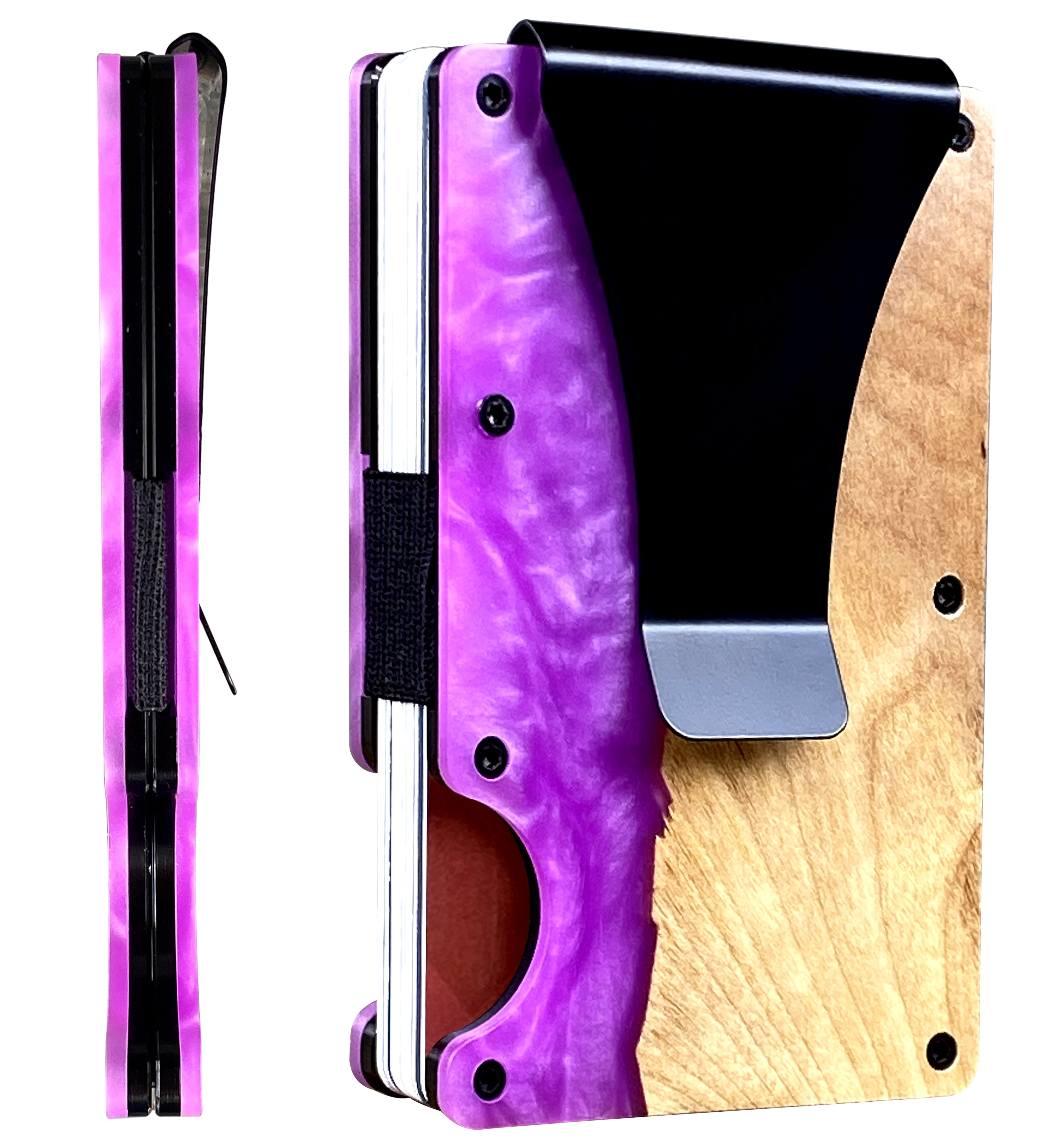 Notus Resin Wood Pattern Aluminum Wallet for Men & Women, Slim ...