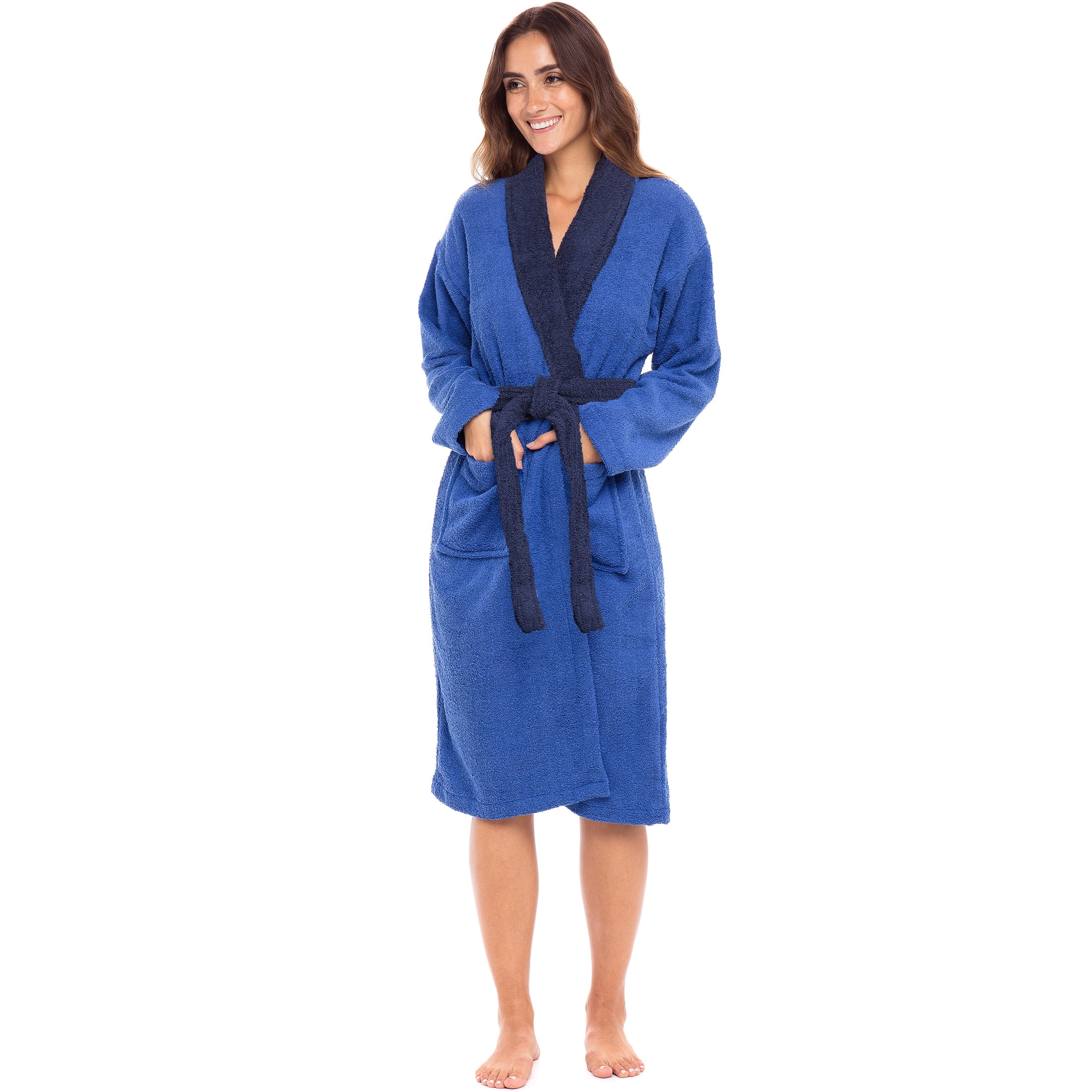 Notus Shawl Collar Bathrobe for Women Soft Spa Nightgowns 100% Cotton ...