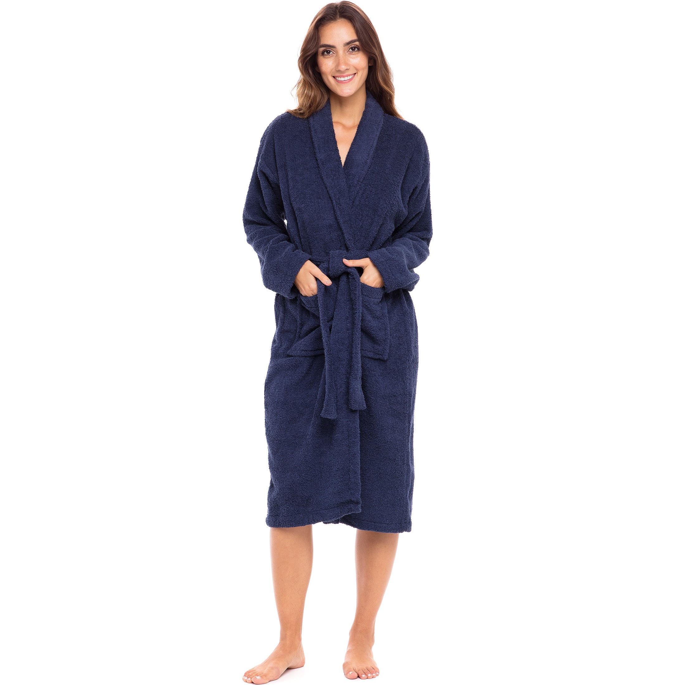 Notus Shawl Collar Bathrobe for Women Soft Spa Nightgowns 100% Cotton ...