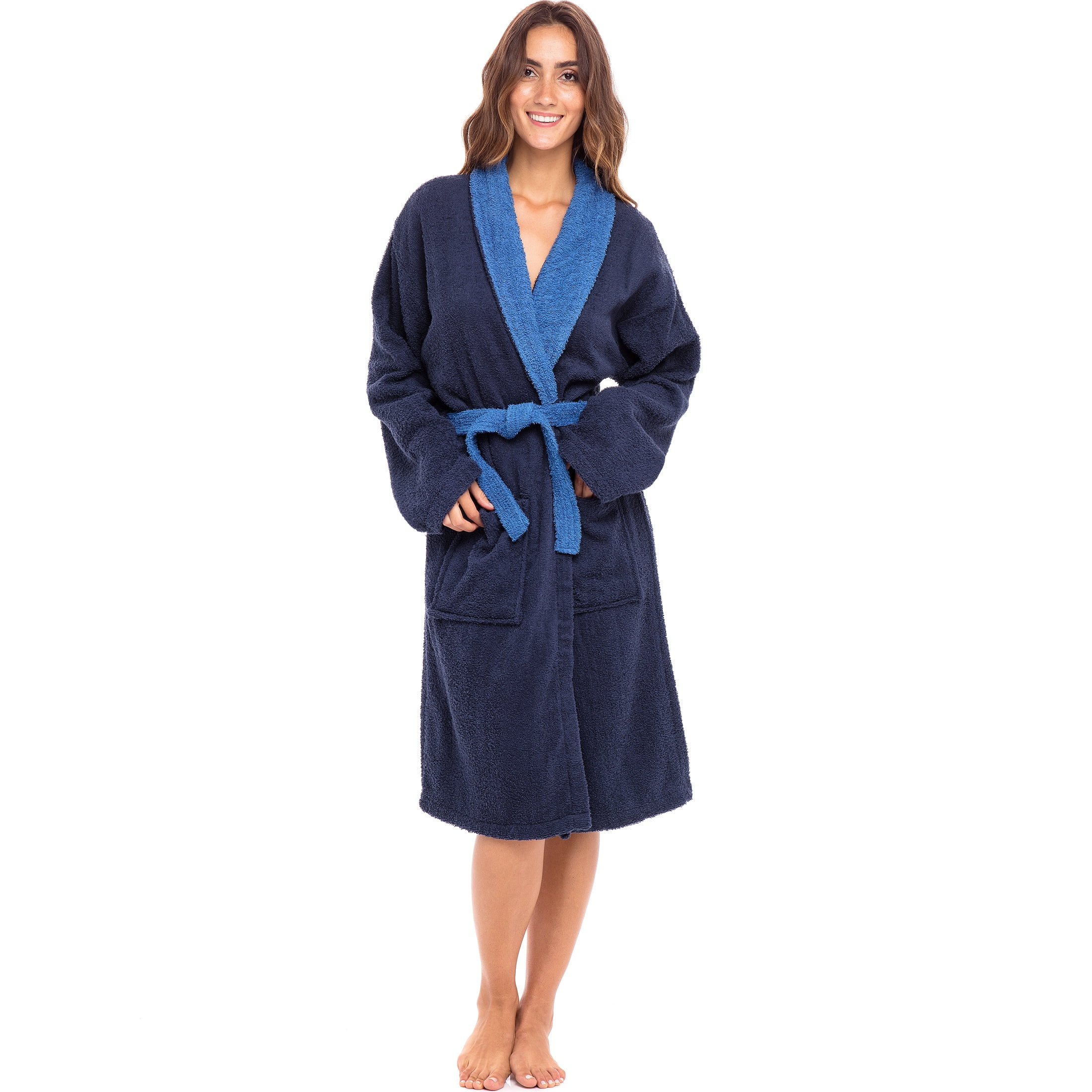 Notus Shawl Collar Bathrobe for Women Soft Spa Nightgowns 100% Cotton ...