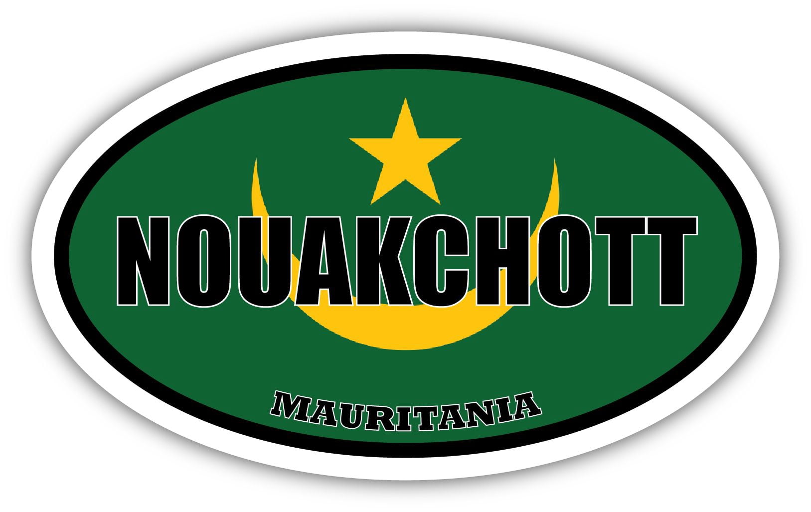Nouakchott Mauritania Flag Oval Decal Vinyl Bumper Sticker 3x5 inches ...