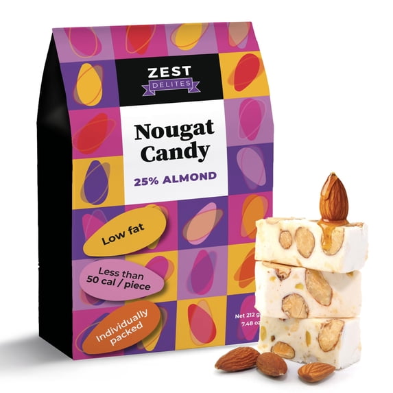 Nougat Candy by Zest BCF26 Delites, 25% Almonds Torrone Italian Candy ...
