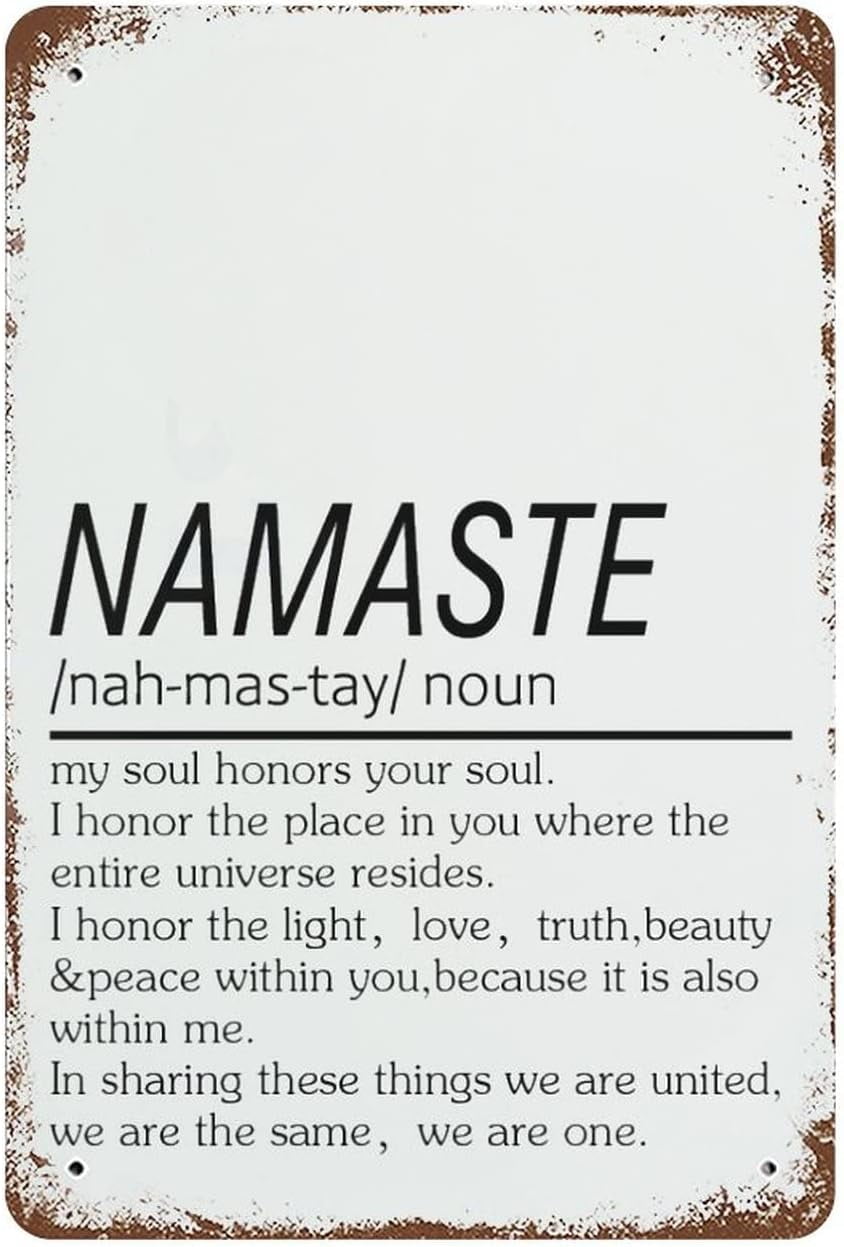Noun Namaste Tin Signs Inspirational Novelty Tin Sign Retro Style Sign ...