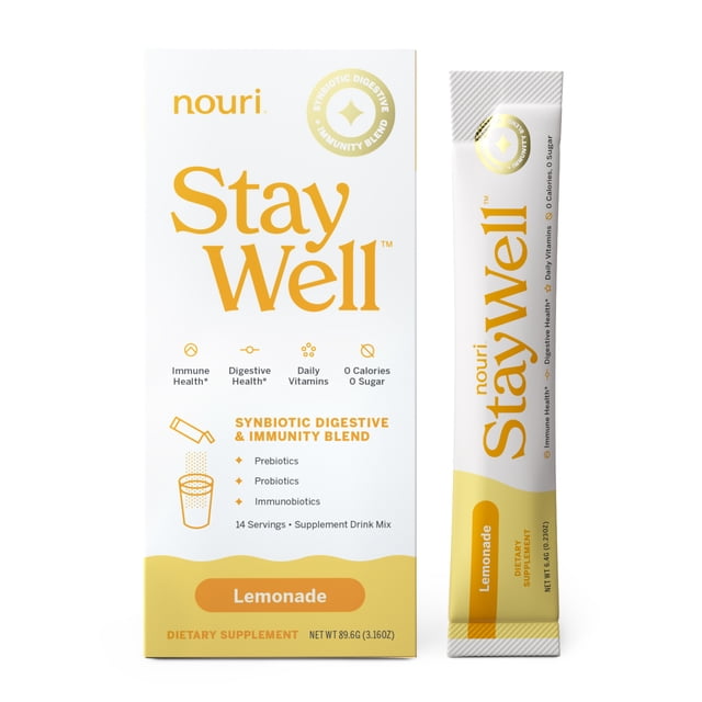 Nouri Stay Well Digestive and Immunity Blend Stick Pack, Lemonade ...