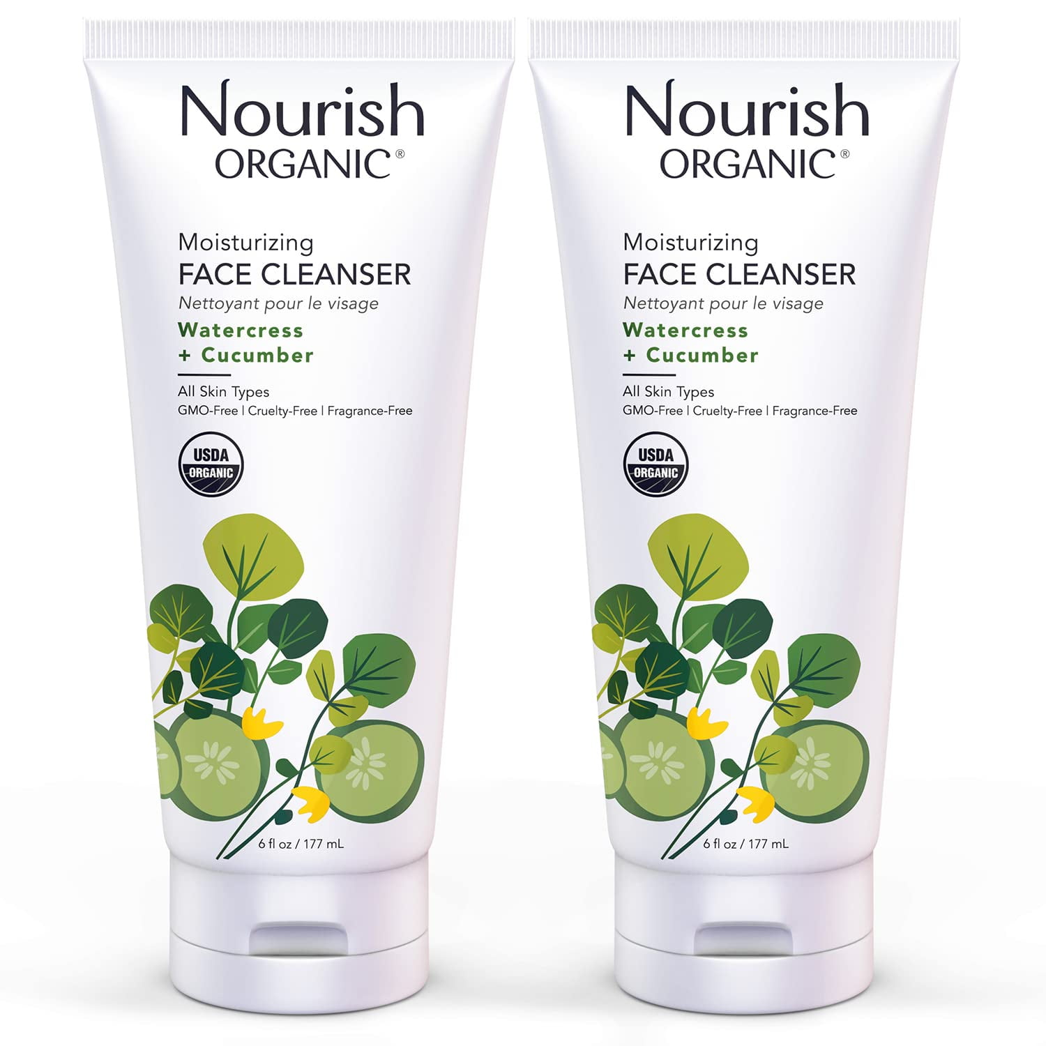 Nourish Organic Moisturizing Face Cleanser, Watercress & Cucumber, 6 oz ...