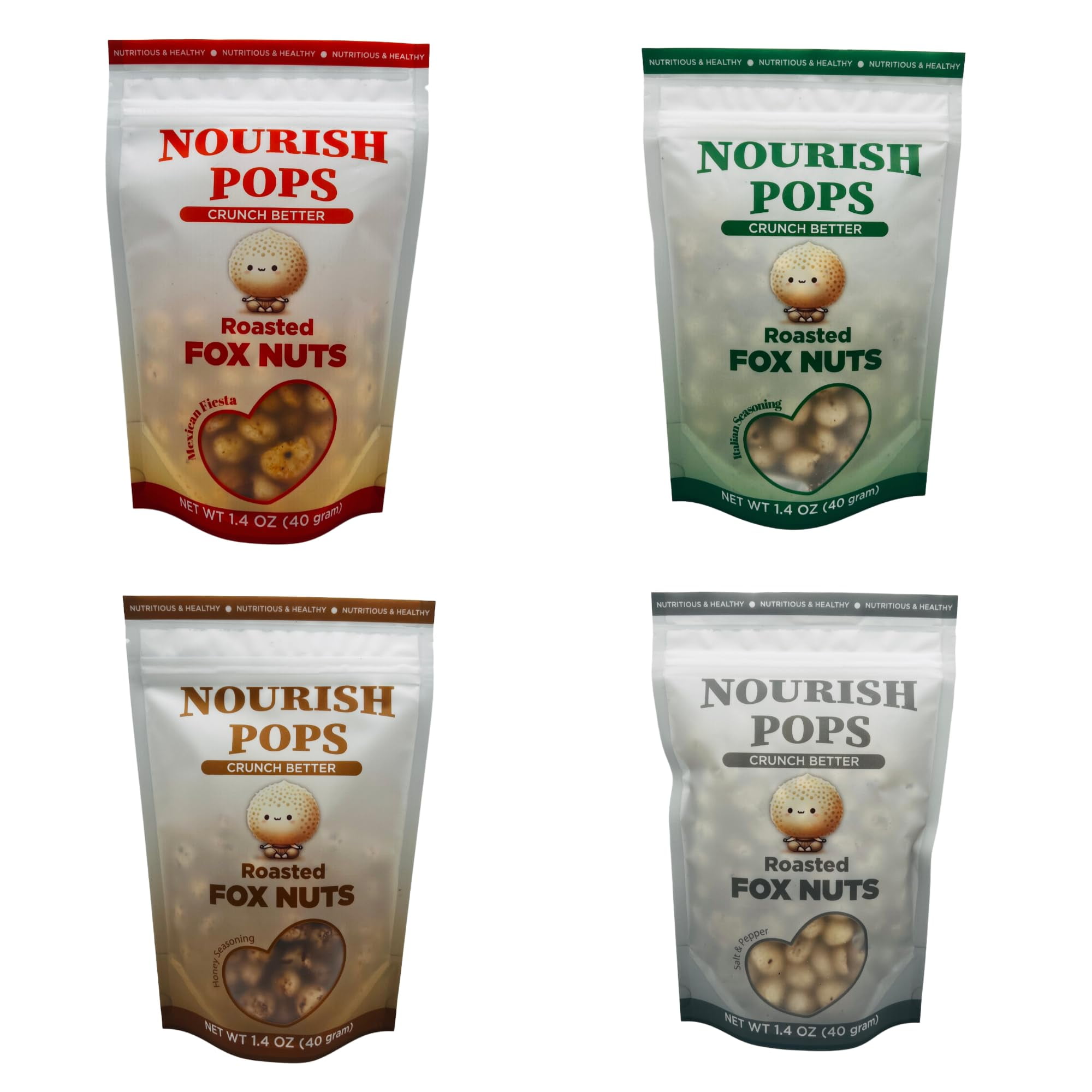 Nourish Pops | Single Pack | Roasted Fox Nuts | Popped Water Lily Seeds ...