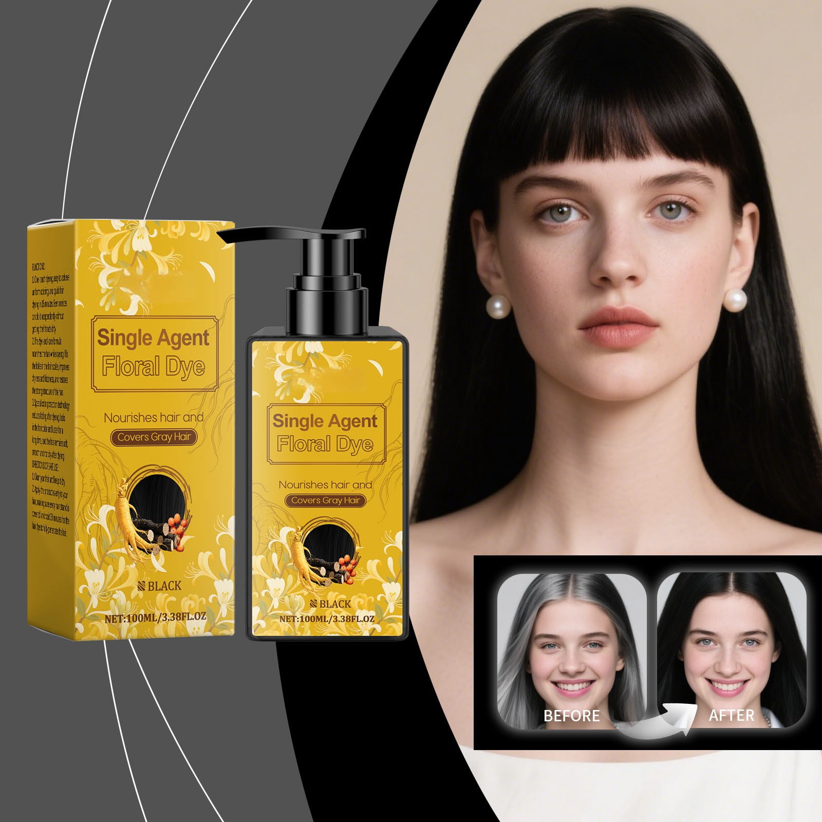 Nourishing Plant-Based Hair Color, 100ML Single Agent Floral Dye, Hair ...