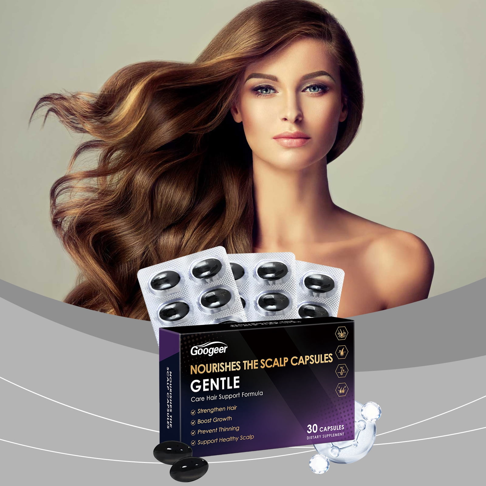 Nourishing scalp and hair growth supplement capsules for hair treatment ...
