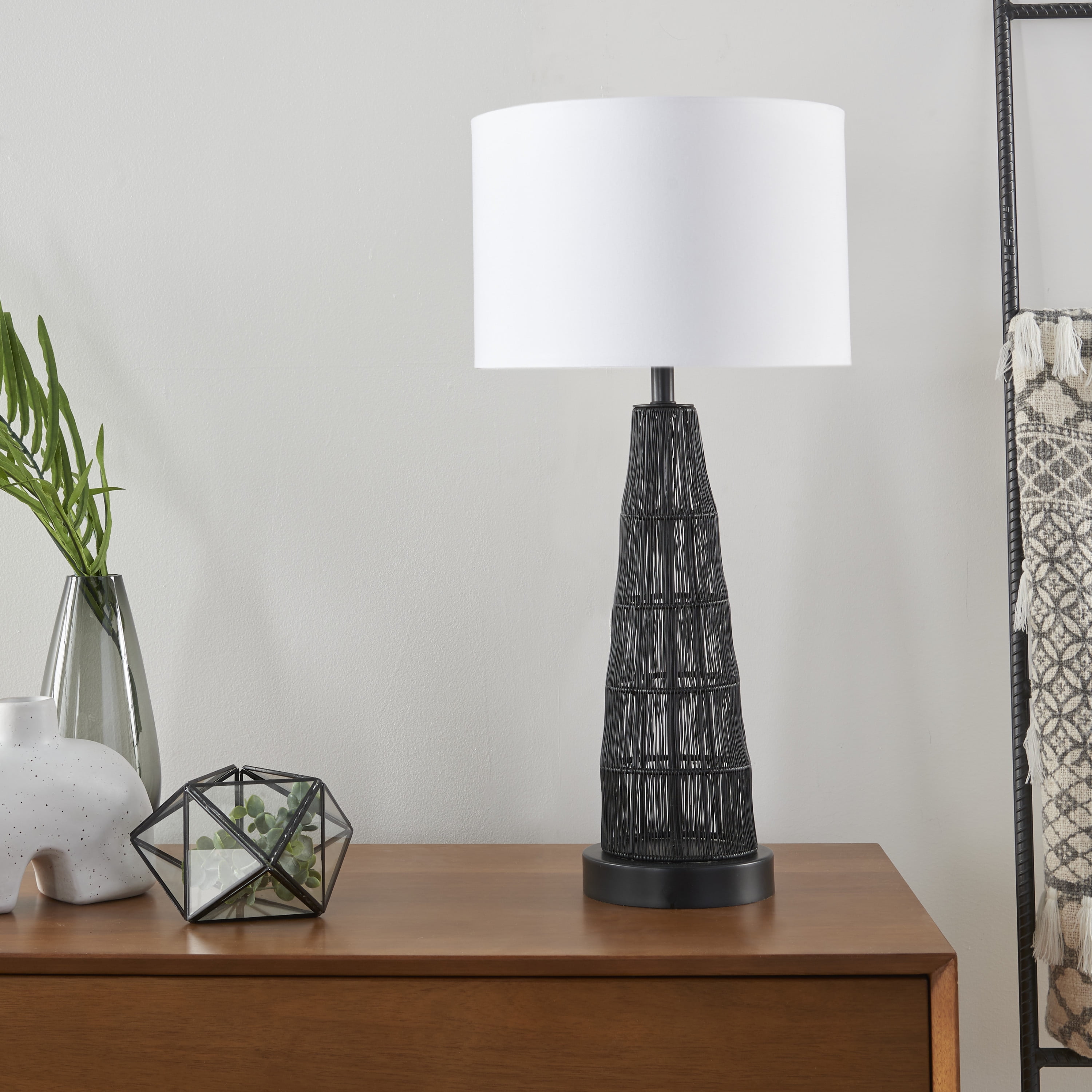 Nourison 25" Black Mesh Wired Buffet Table Lamp, Modern, Industrial ...