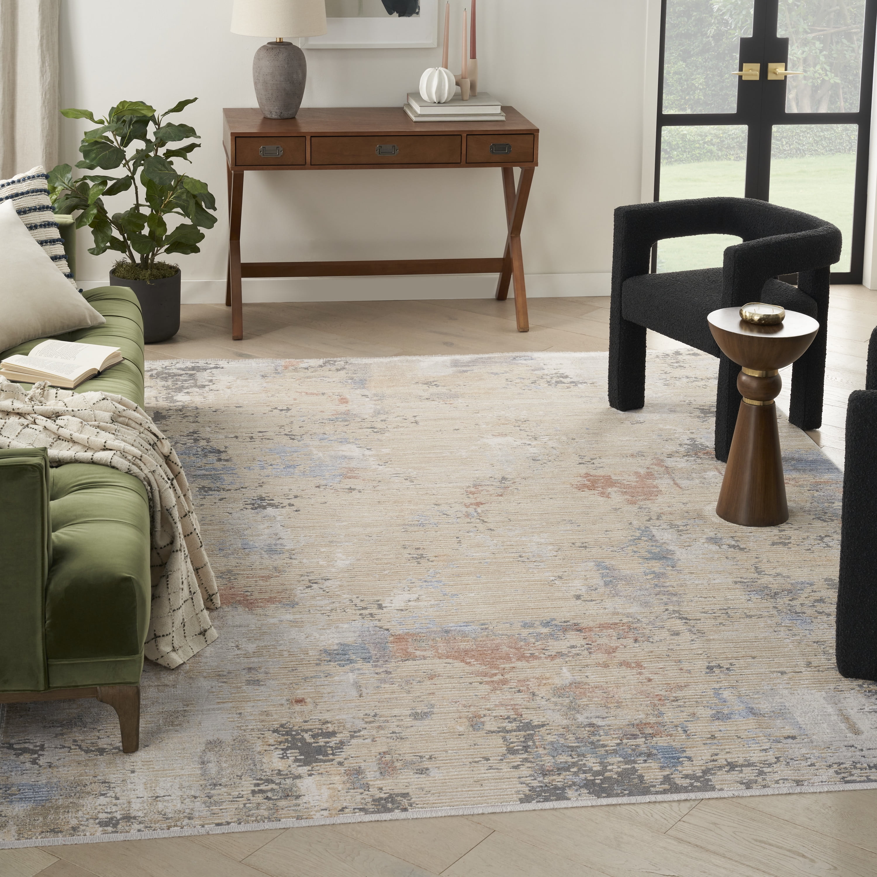 Nourison Abstract Hues Abstract Beige Grey 7'10" x 10' Area Rug (8x10 ...