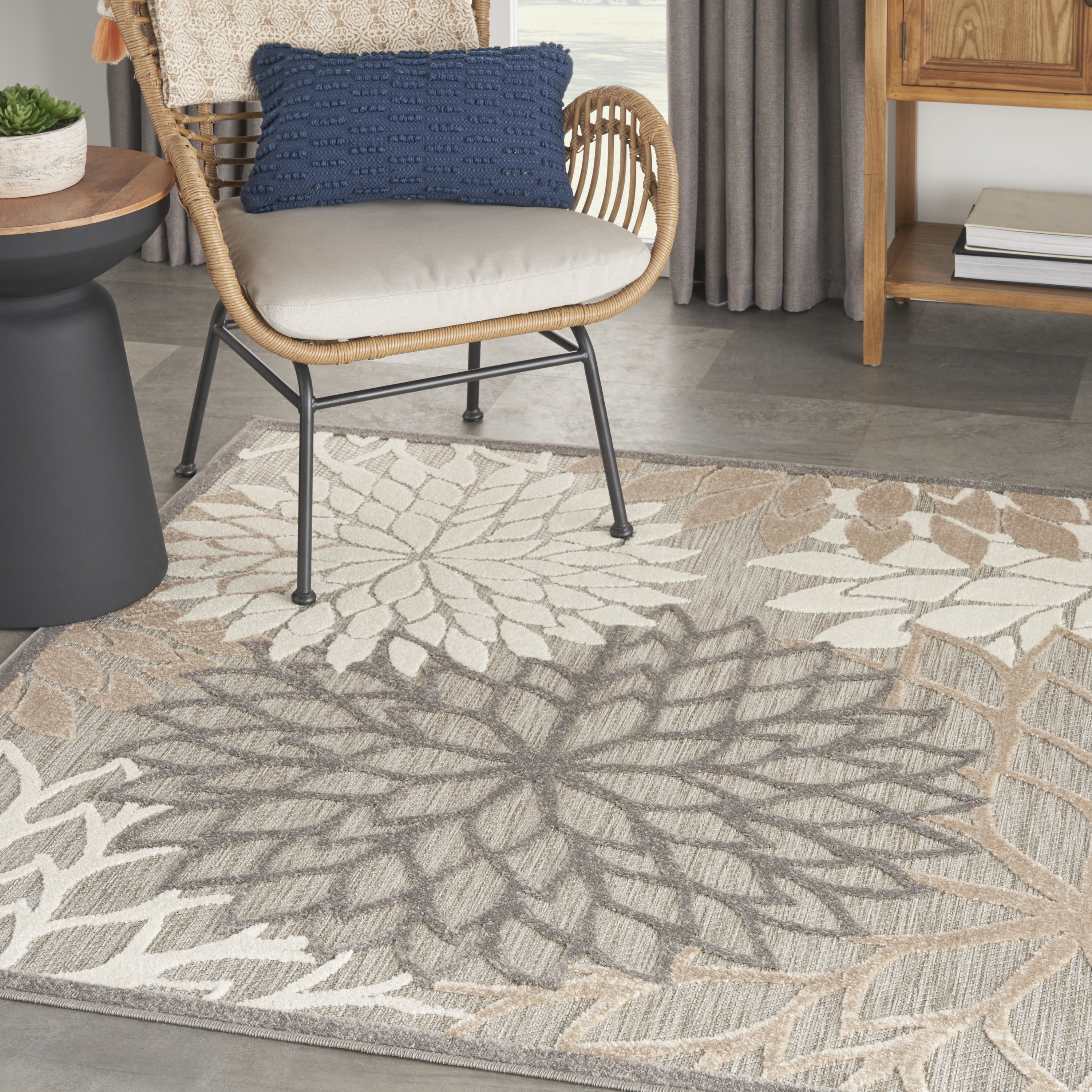 Nourison Aloha Floral Natural 5'3" x 5'3"square Area Rug, (5 Square ...