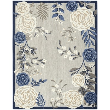 Nourison Aloha Large Indoor/Outdoor Blue/Grey Area Rug, 6' x 9 ...