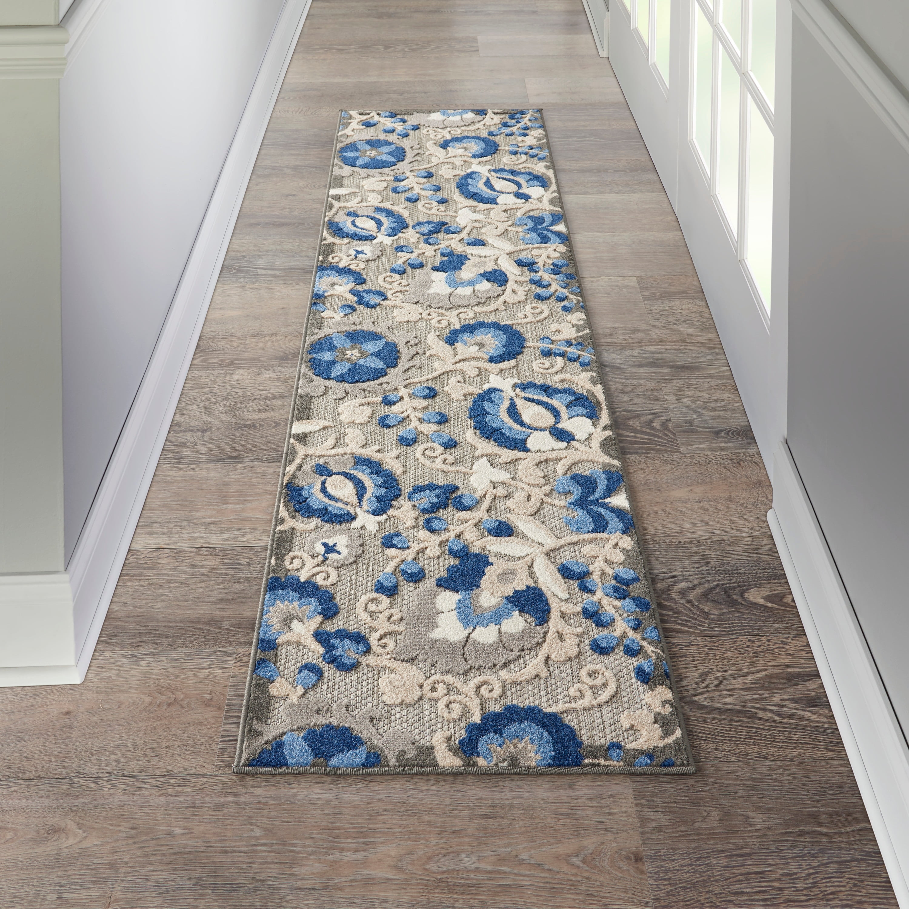 Nourison Aloha Indoor/Outdoor Floral Area Rug Natural,Blue/Natural 2'3 ...