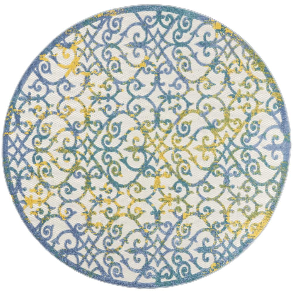 Nourison Aloha Indoor/Outdoor Ivory Blue 7'10" x round Area Rug, (8 ...