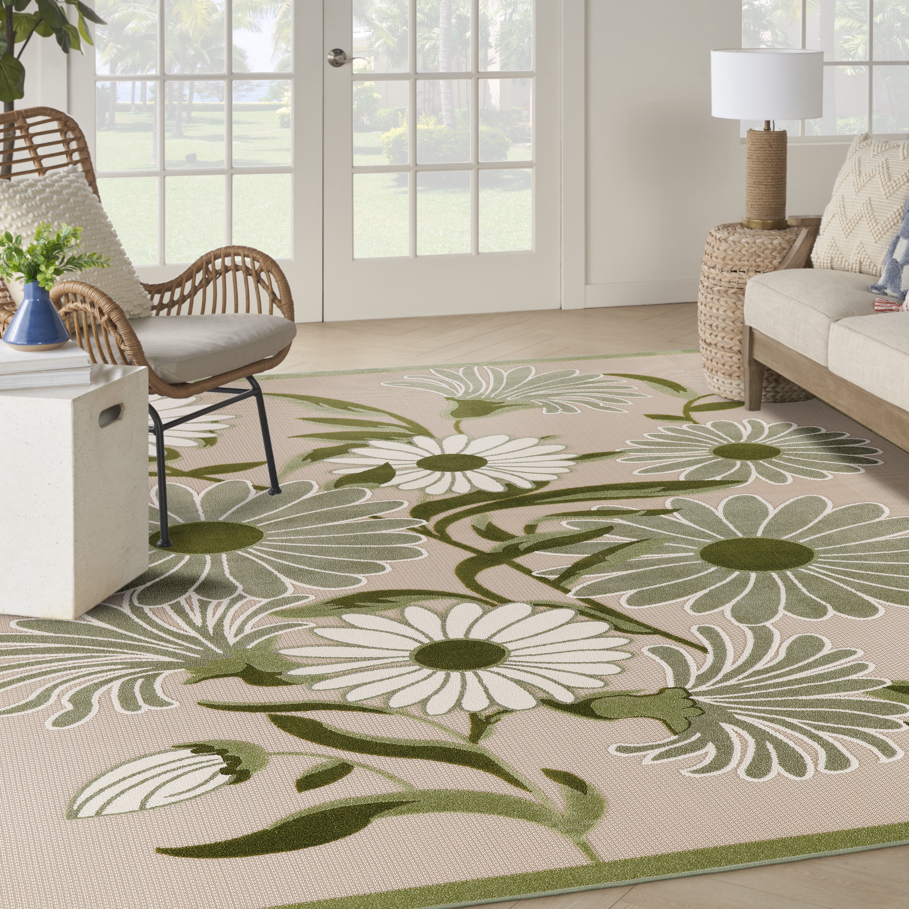 Nourison Aloha Indoor/Outdoor Ivory Green 10' x 14' Area Rug (10x14 ...