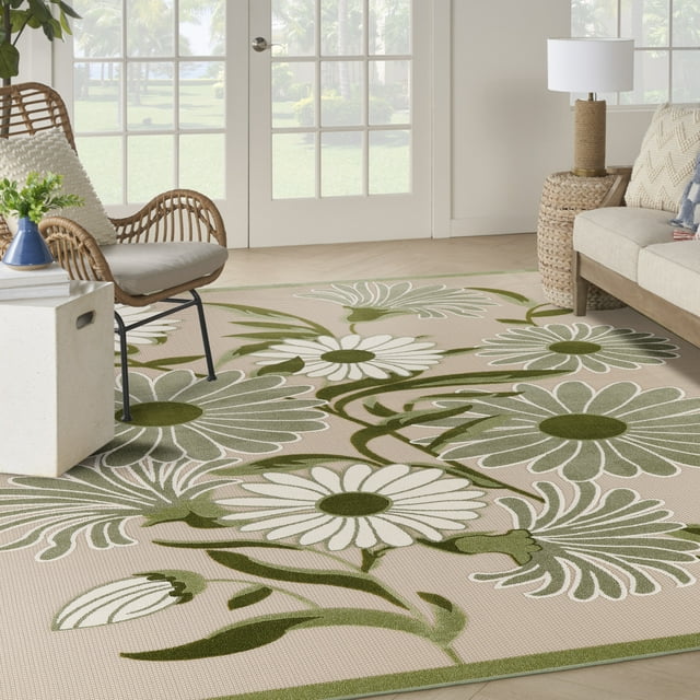 Nourison Aloha Indoor/Outdoor Ivory Green 12' x 15' Area Rug (12x15 ...