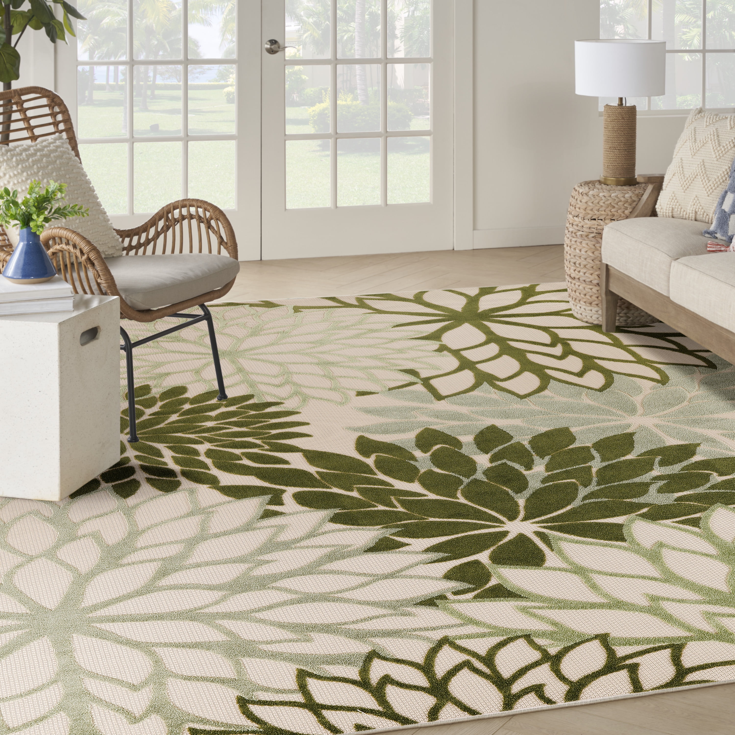 Nourison Aloha Indoor/Outdoor Ivory Green 7'10" x 10'6" Area Rug (8x11 ...