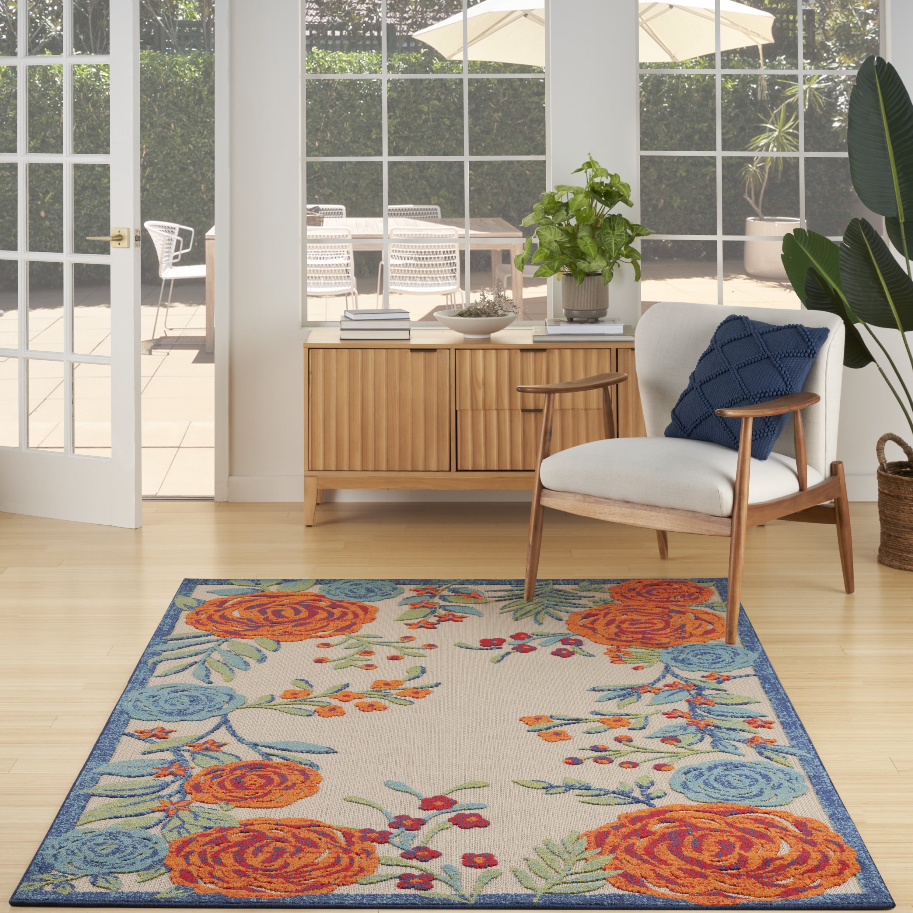 Nourison Aloha Indoor Outdoor Ivory Multicolor 3'6" x 5'6" Area Rug ...