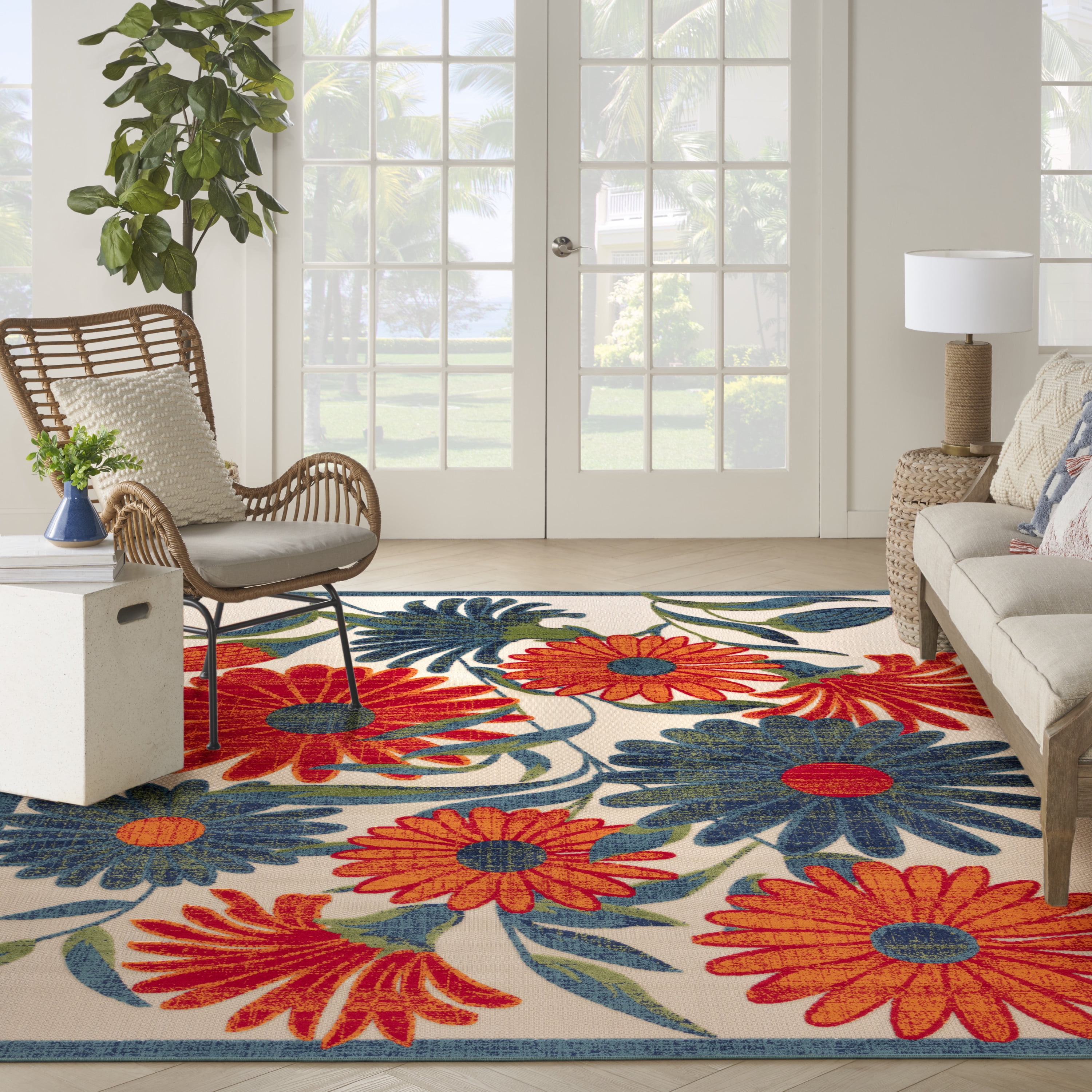 Free Shipping! Nourison Aloha Indoor/Outdoor Ivory Multicolor 9' x 12 ...