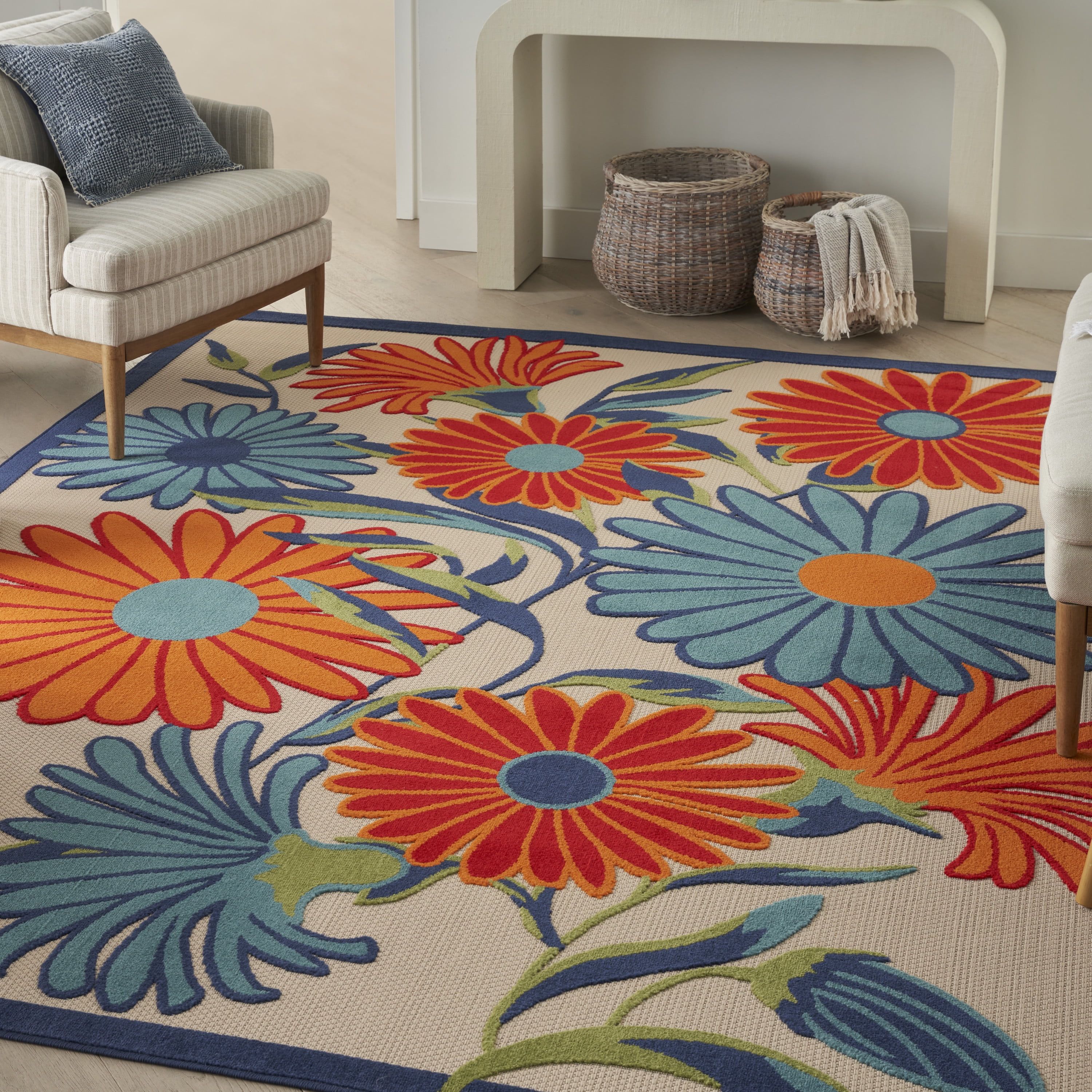 Nourison Aloha Indoor/Outdoor Multicolor 3'6" x 5'6" Area Rug, (4x6 ...