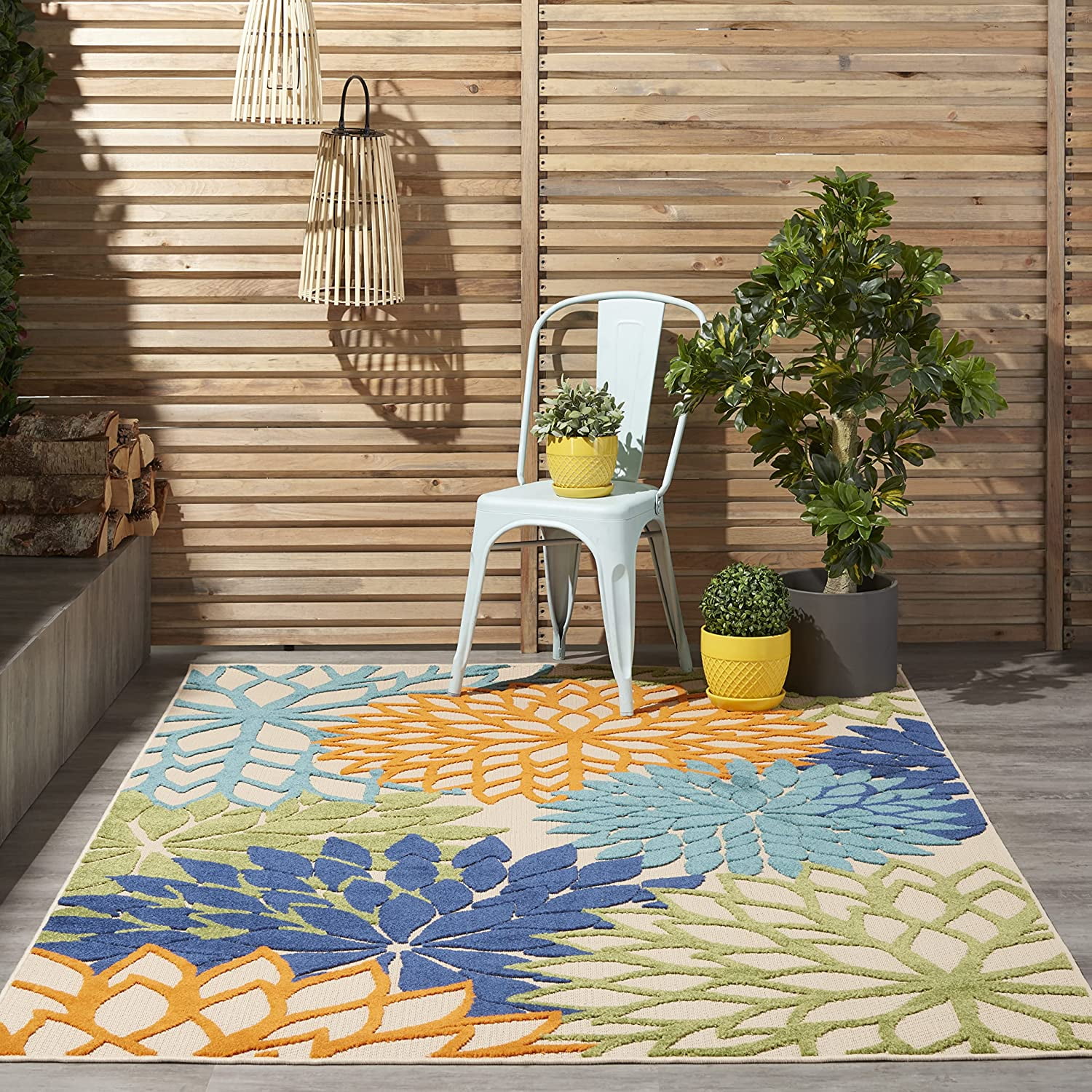 Nourison Aloha Indoor/Outdoor Multicolor 3'6" x 5'6" Area-Rug, Tropical ...