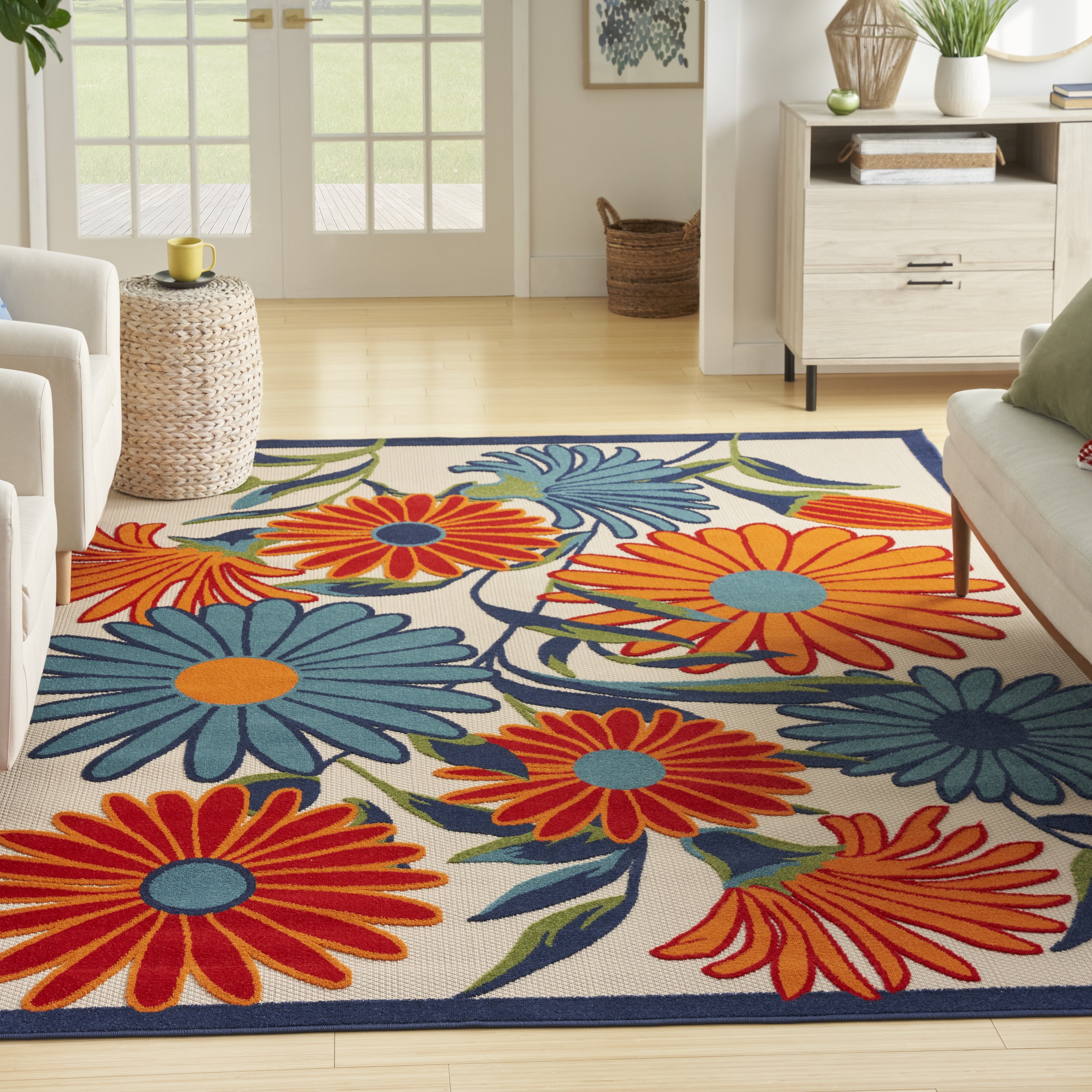Nourison Aloha Indoor/Outdoor Multicolor 7'10" x 10'6" Area Rug, (8x11 ...
