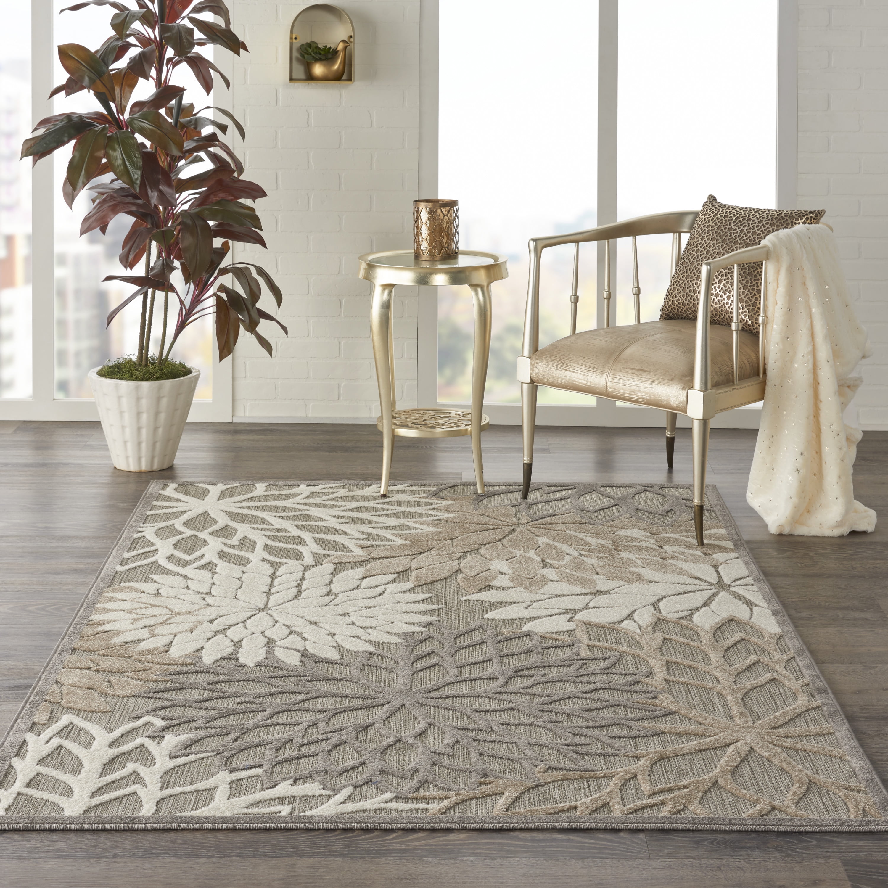 "Nourison Aloha Indoor/Outdoor Natural Area Rug, 3'6"" x 5'6"", Stain ...