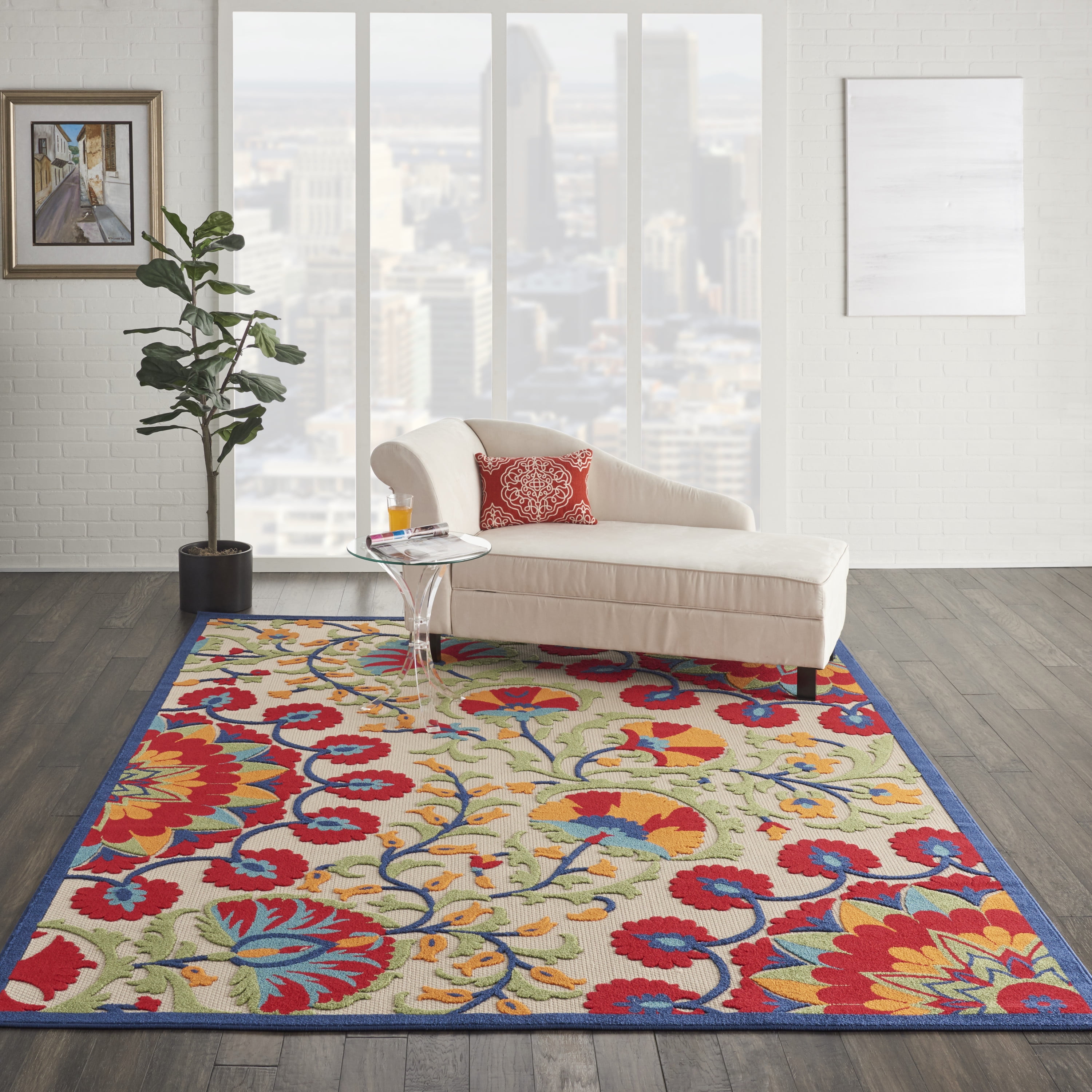 Nourison Aloha Indoor/Outdoor Red/Multi 7' x 10' Area Rug, (7x10 ...