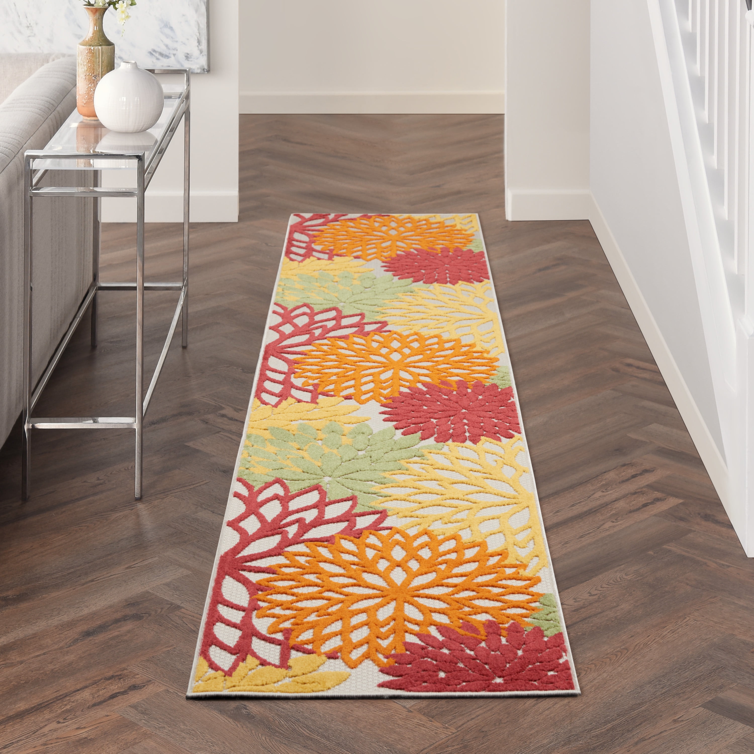 Nourison Aloha Indoor/outdoor Floral Red Multicolored Area Rug ...