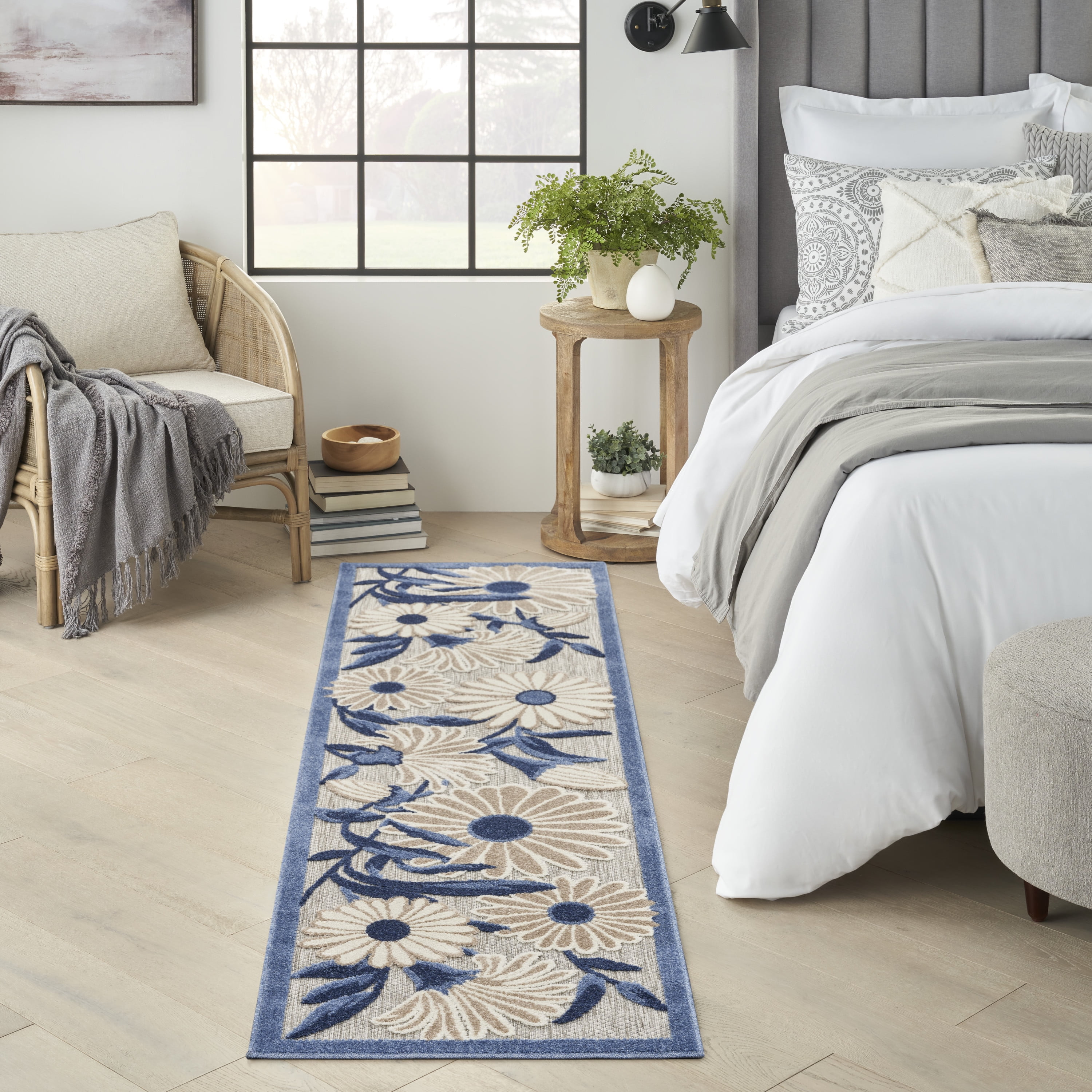 Nourison Aloha Outdoor Blue Grey 2'3" x 12' Area Rug (2x12) - Walmart.com