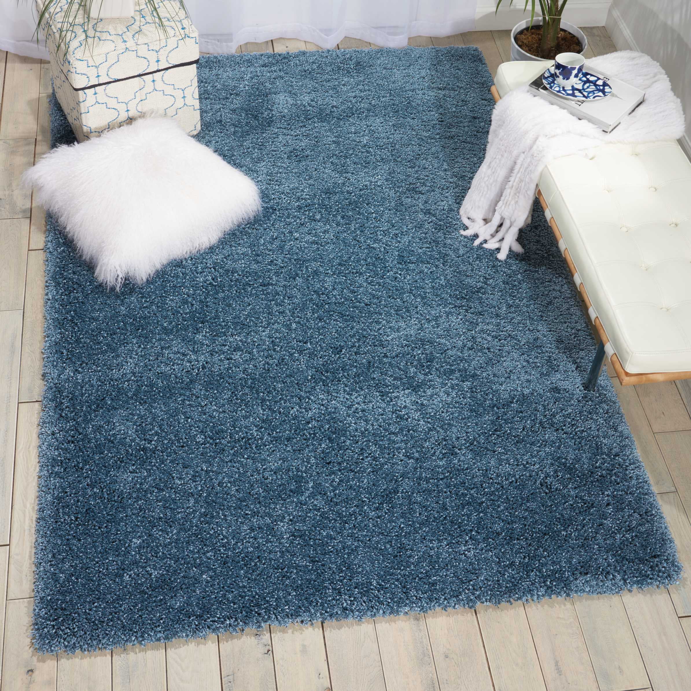 Nourison Amore Solid Slate Blue 5'3" x 7'5" Area Rug, (5x7) - Walmart.com
